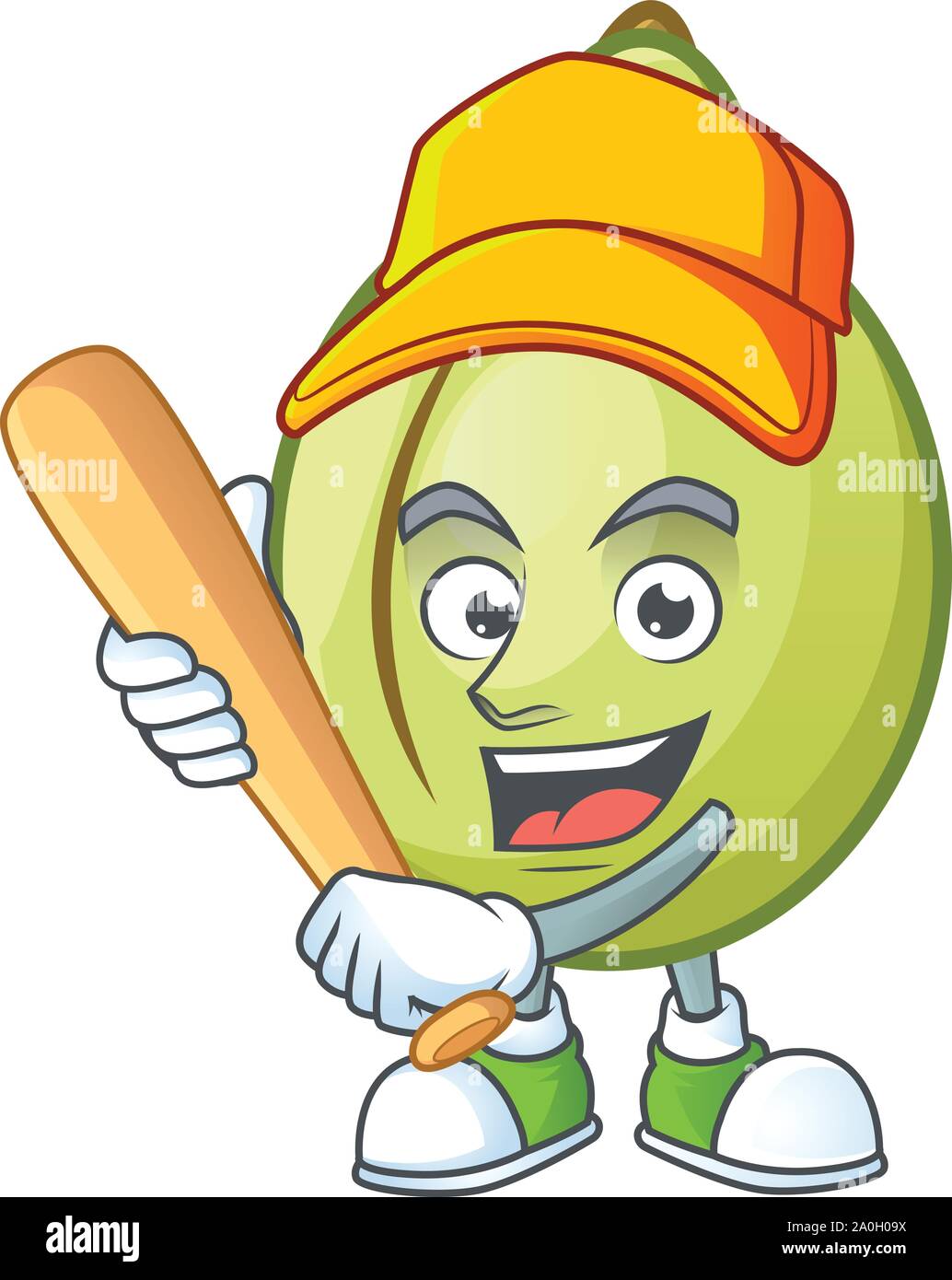 Playing baseball gubinge fruit cartoon for harvest symbol Stock Vector ...