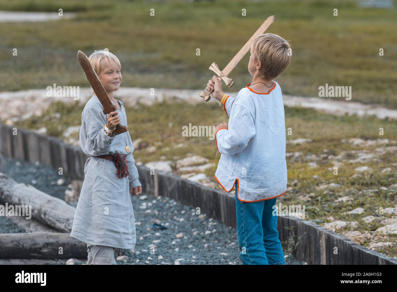 Boy wooden sword hi-res stock photography and images - Alamy