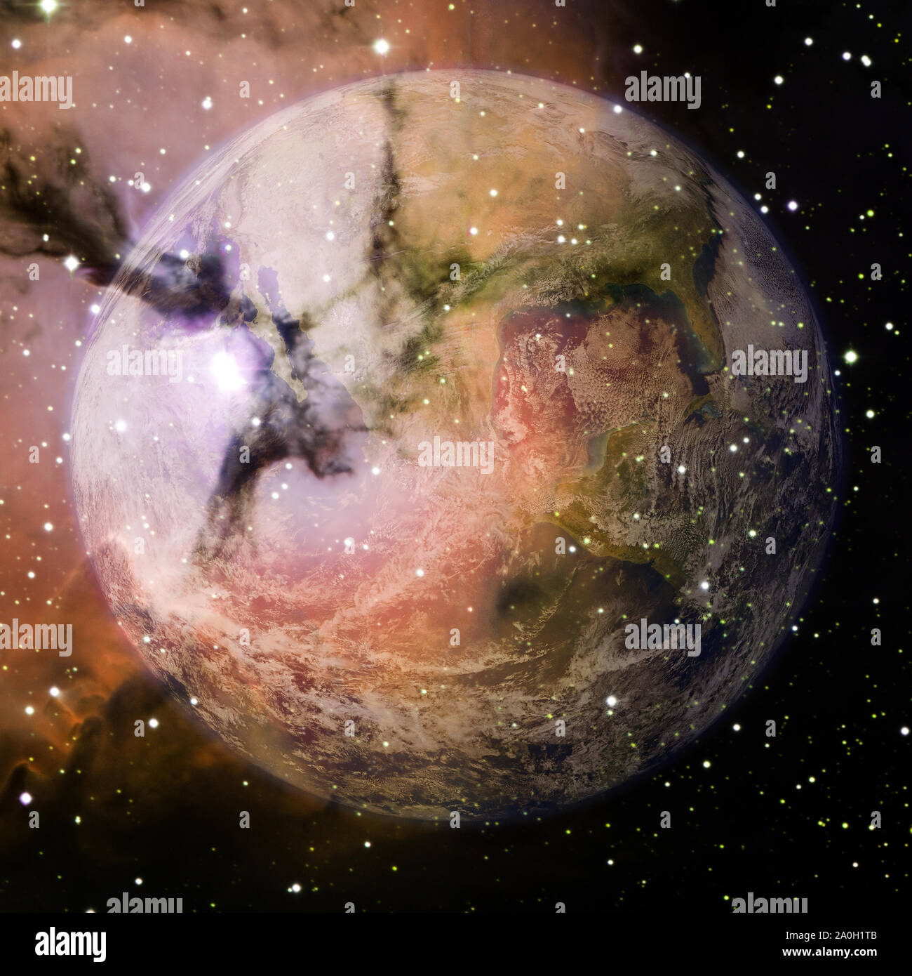 Planet Earth in deep space, cosmic landscape. Elements of this image ...