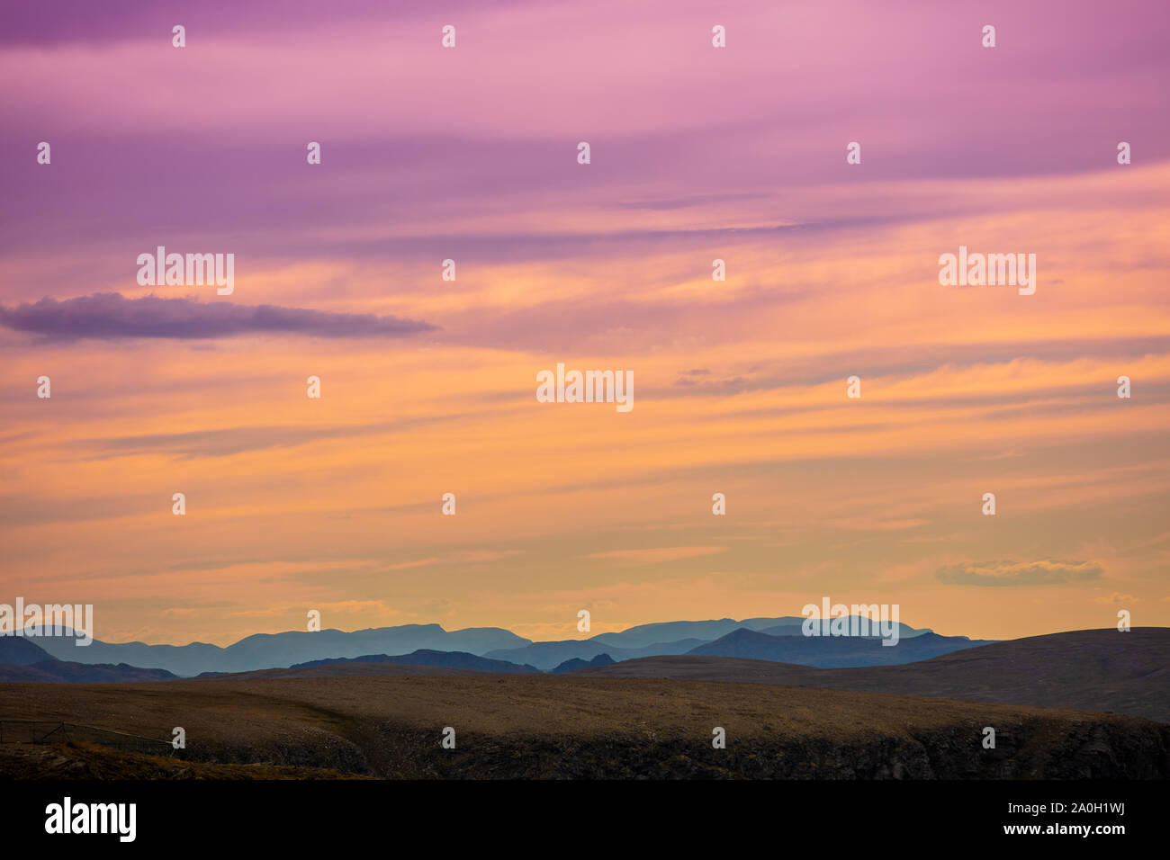 Mountain range in the early morning. Sunrise in mountains. Morning ...