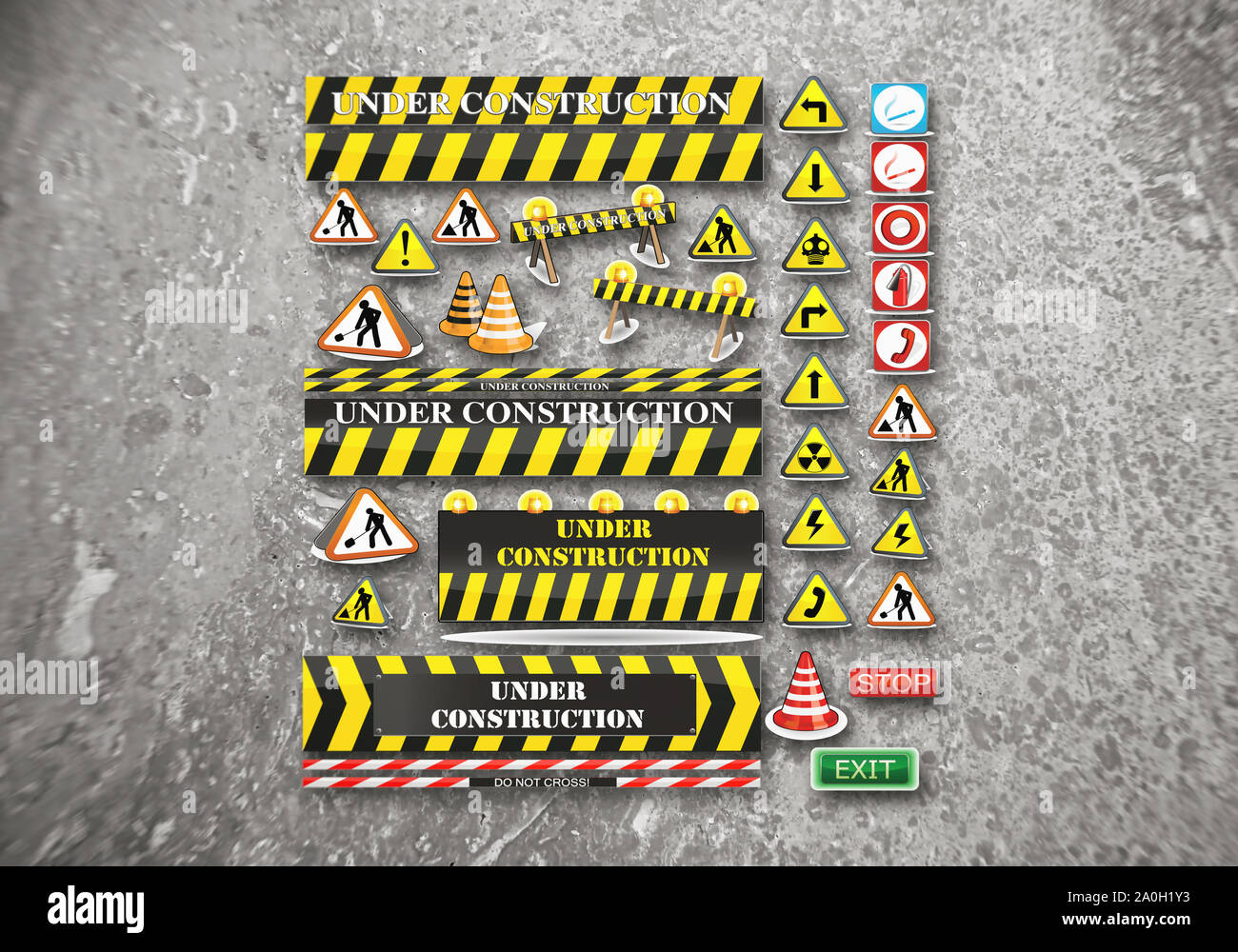 Traffic signs, concrete background, texture Stock Photo - Alamy