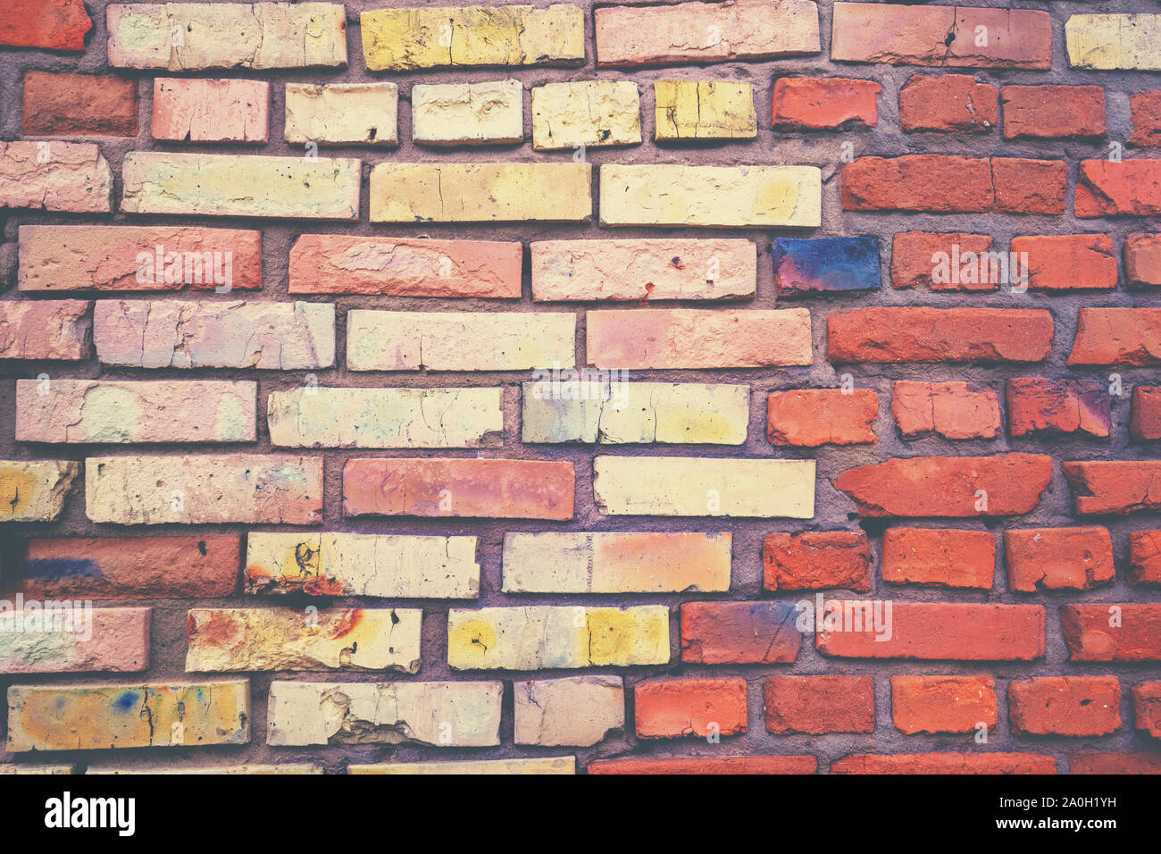 Abstract brick wall background. Yellow orange gradient color Stock ...