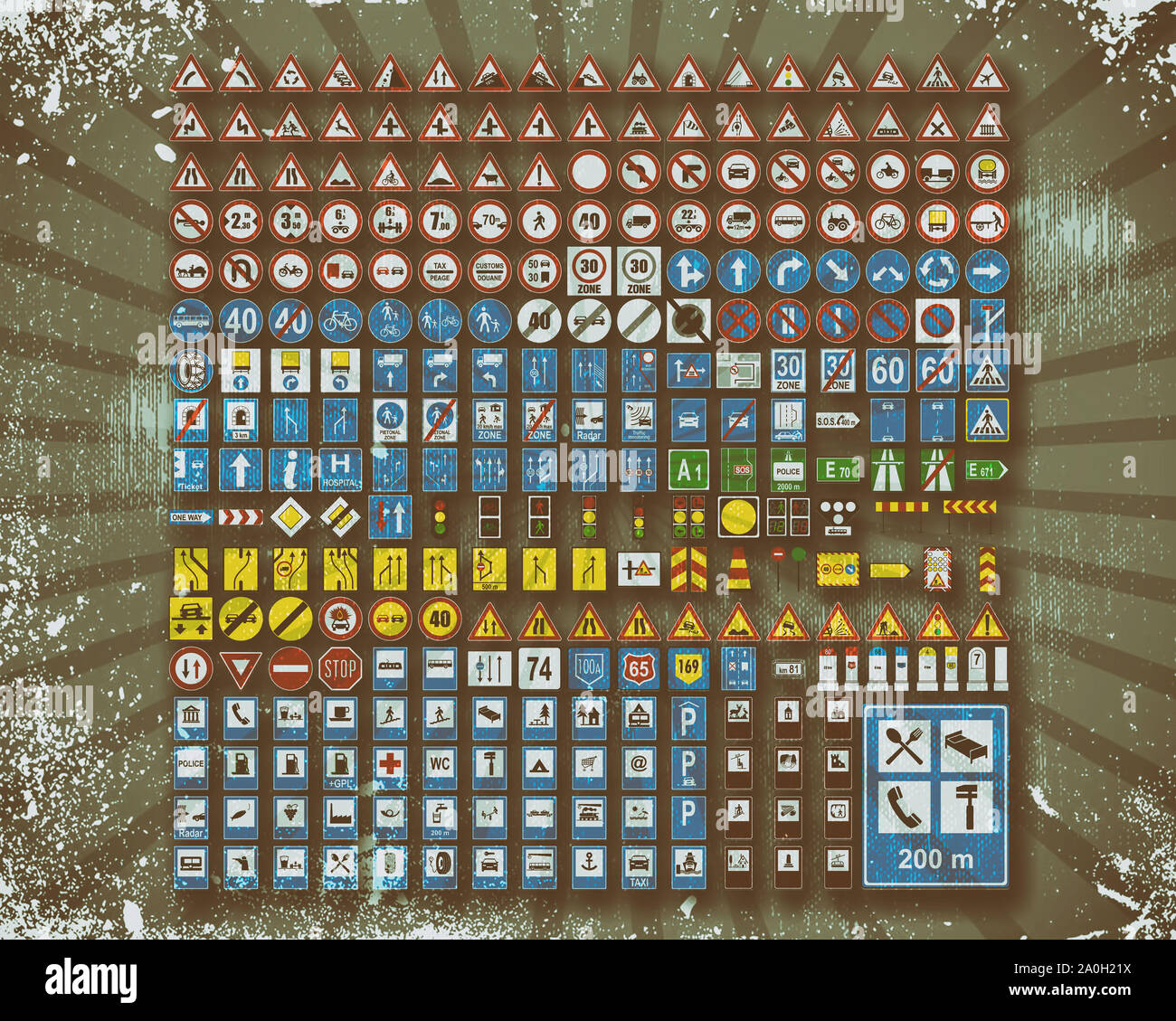 Traffic signs, metal background, texture Stock Photo - Alamy