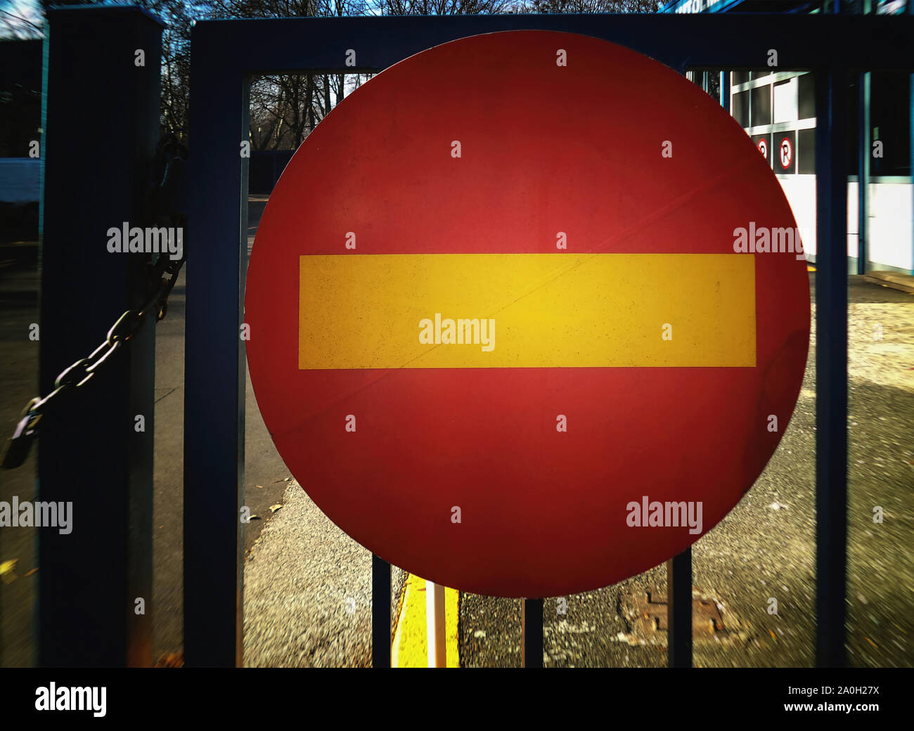 Traffic Sign, One-way traffic prohibition. Traffic sign of explicit ...