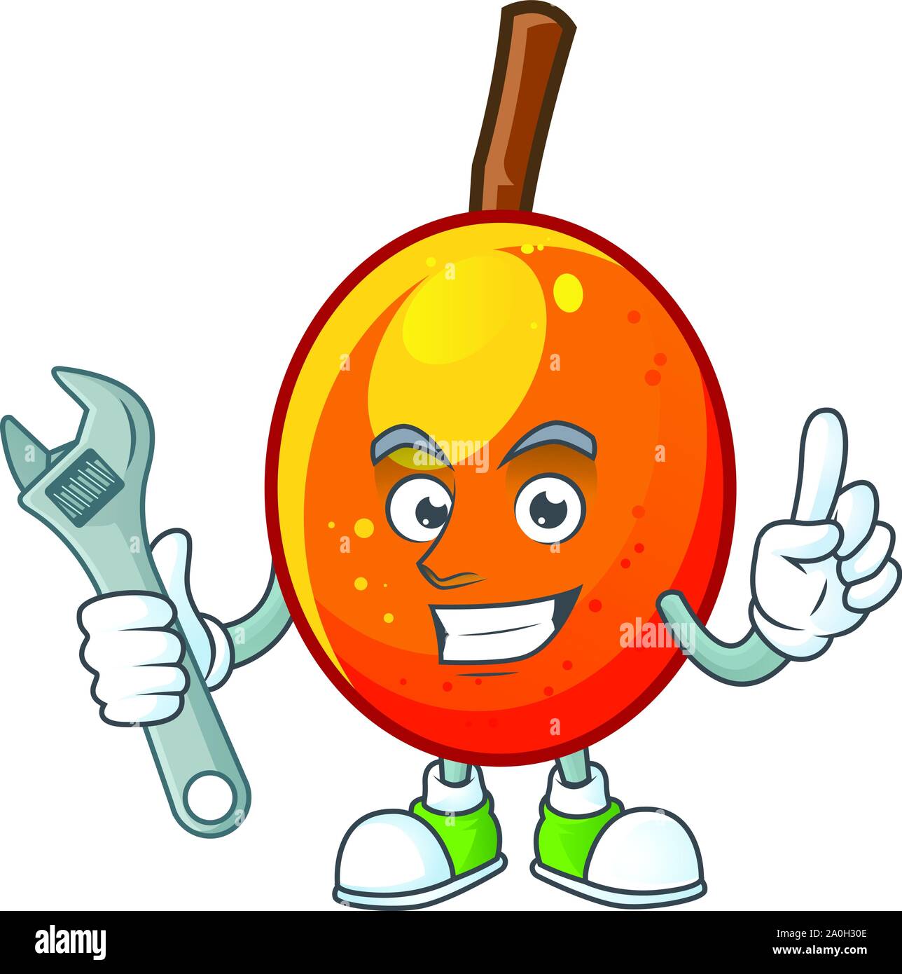 Mechanic raw jocote cartoon on white background Stock Vector Image ...