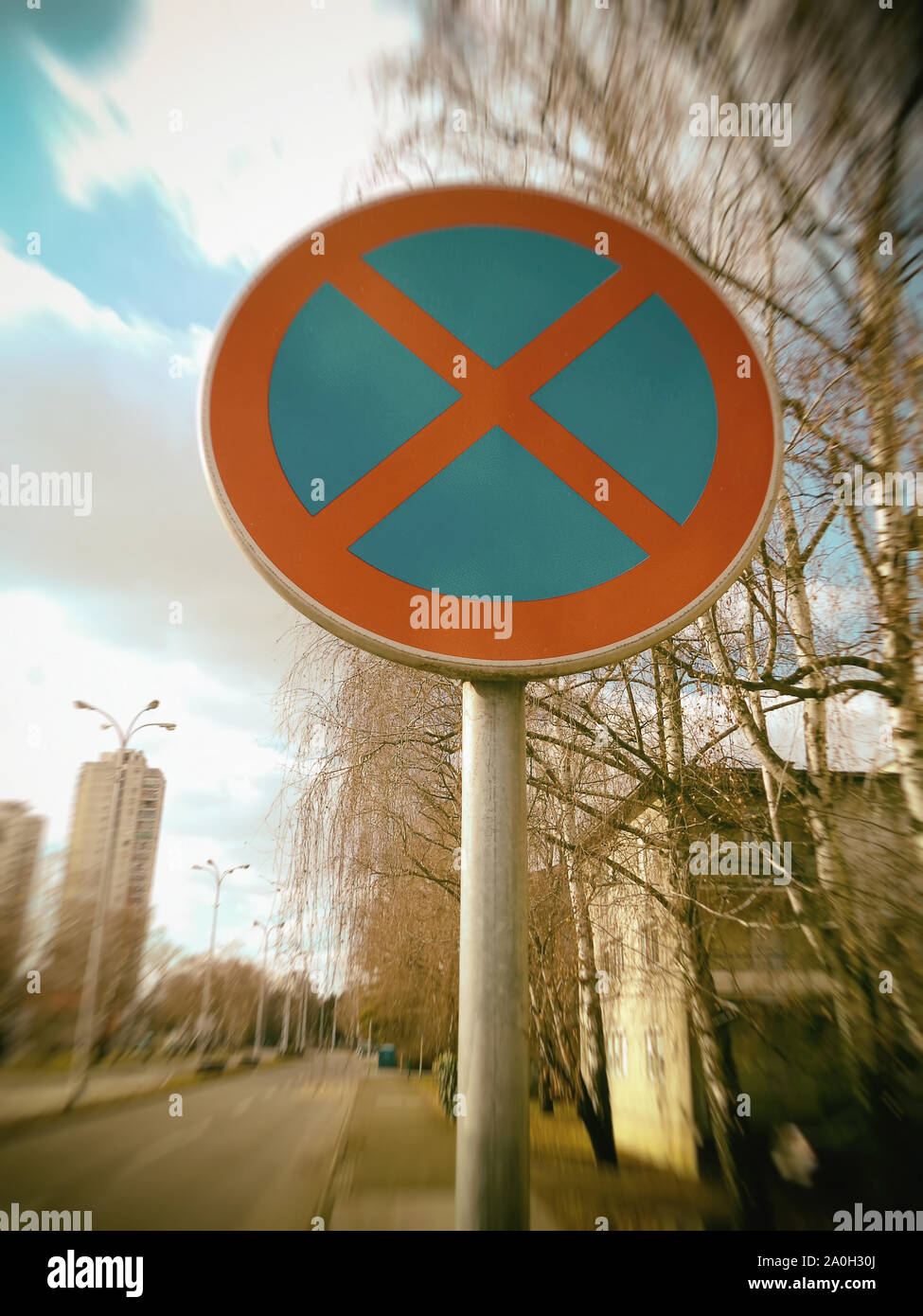 Traffic sign, backgrounds, textures, blurred image Stock Photo - Alamy