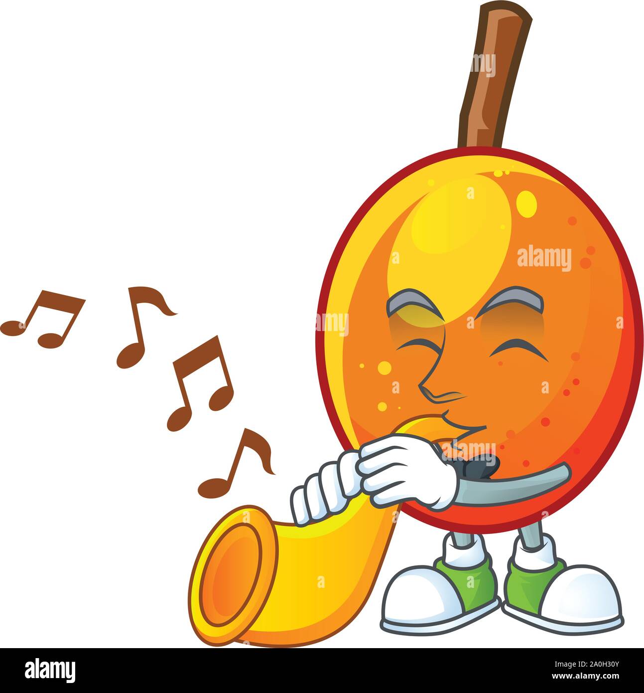 With trumpet tropical jocote fruit cartoon for design Stock Vector ...