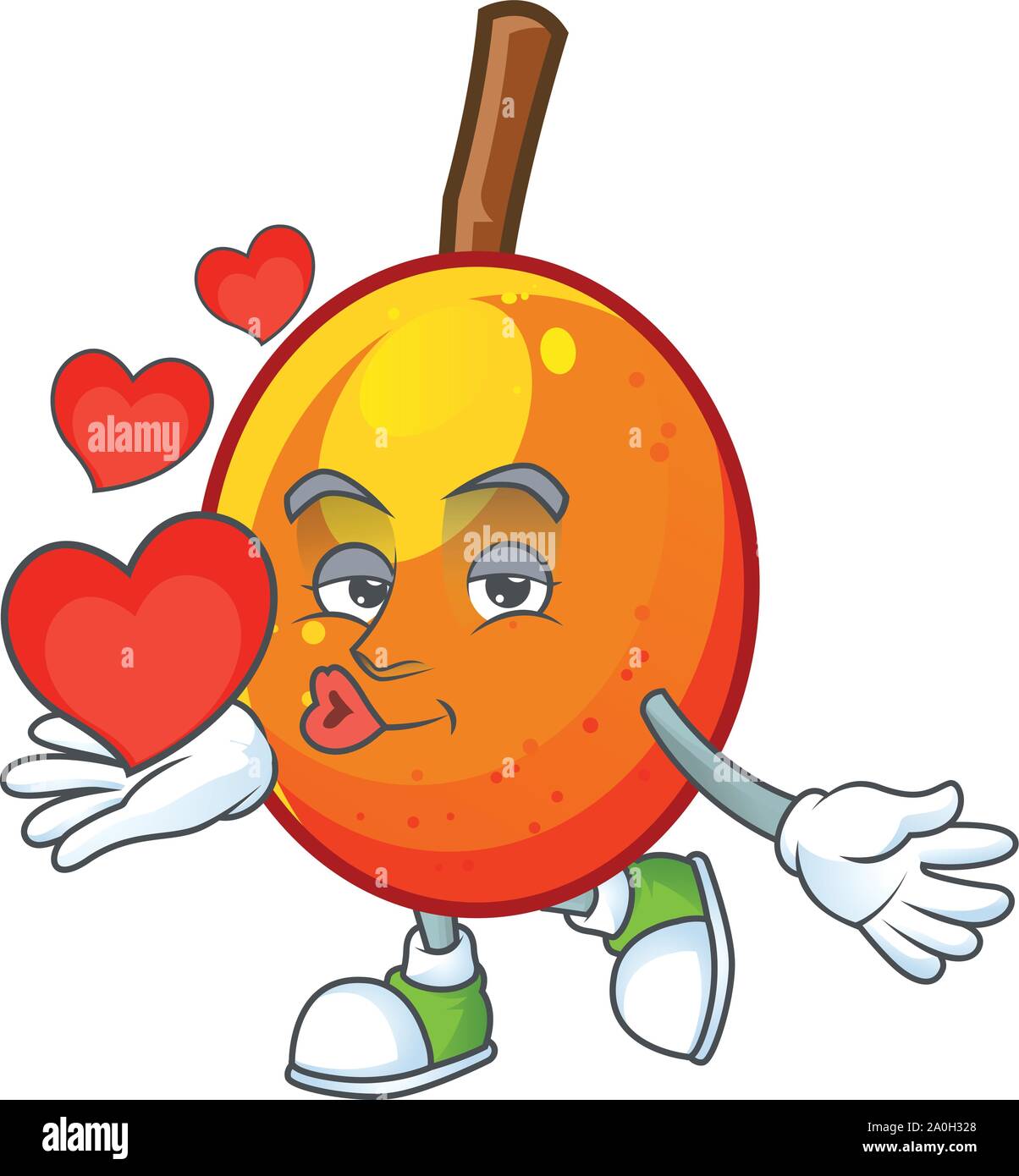 With heart tropical jocote fruit cartoon for design Stock Vector Image ...