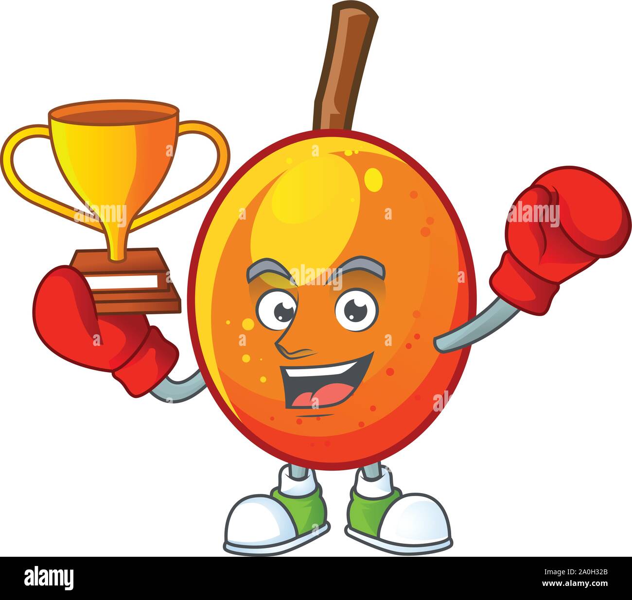 Boxing winner raw jocote cartoon on white background Stock Vector Image ...