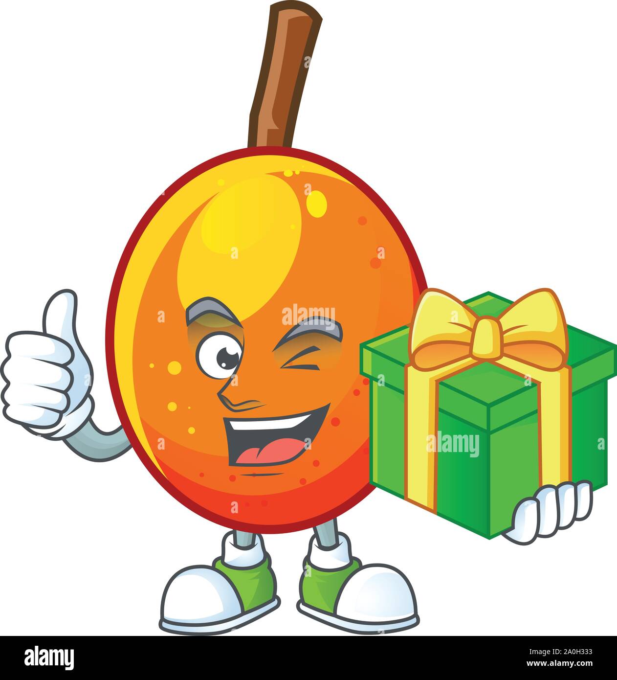 With gift tropical jocote fruit cartoon for design Stock Vector Image ...