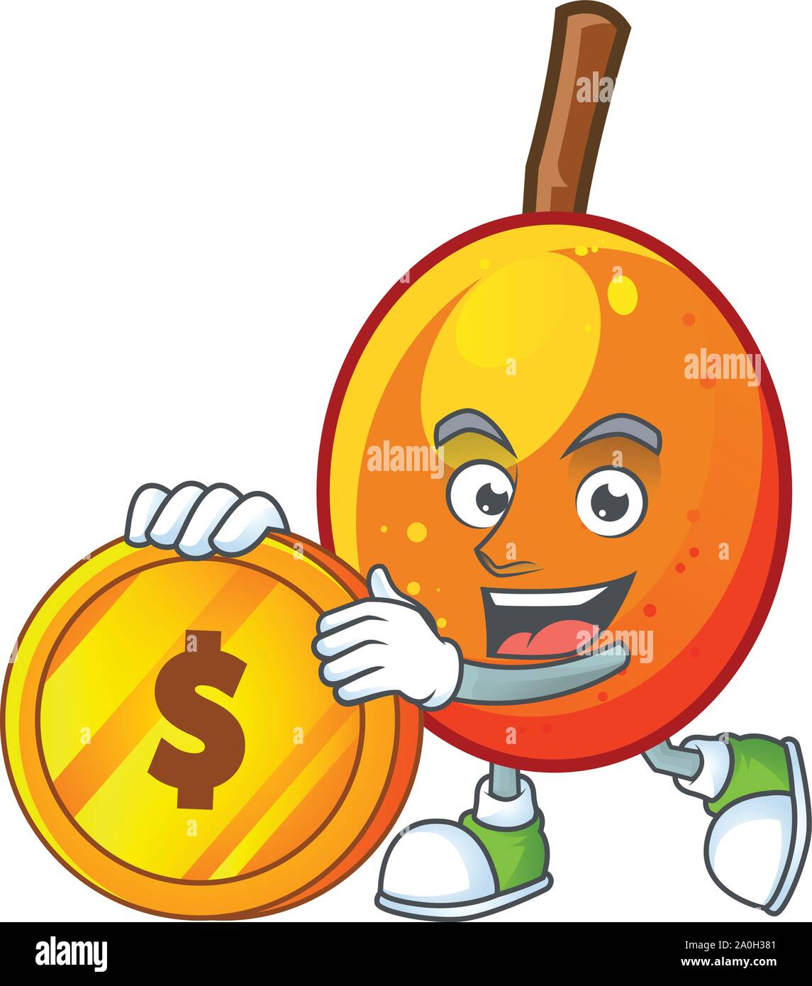 Bring coin raw jocote cartoon on white background Stock Vector Image ...