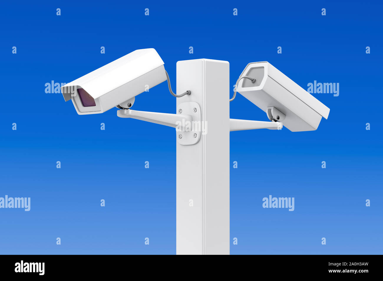 Surveillance cameras on the pillar Stock Photo - Alamy