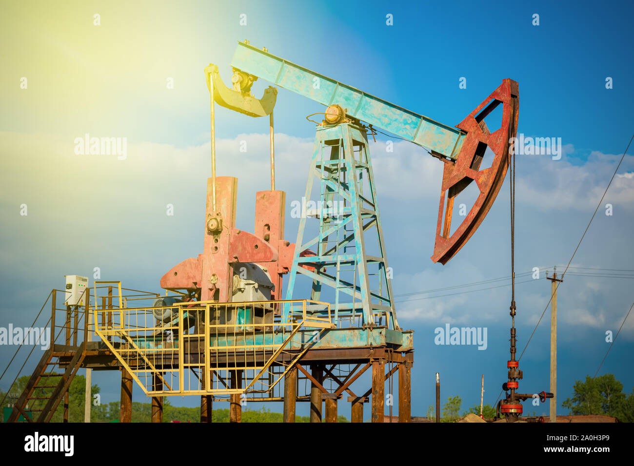 Oil pumpjack, industrial equipment. Rocking machines for power ...
