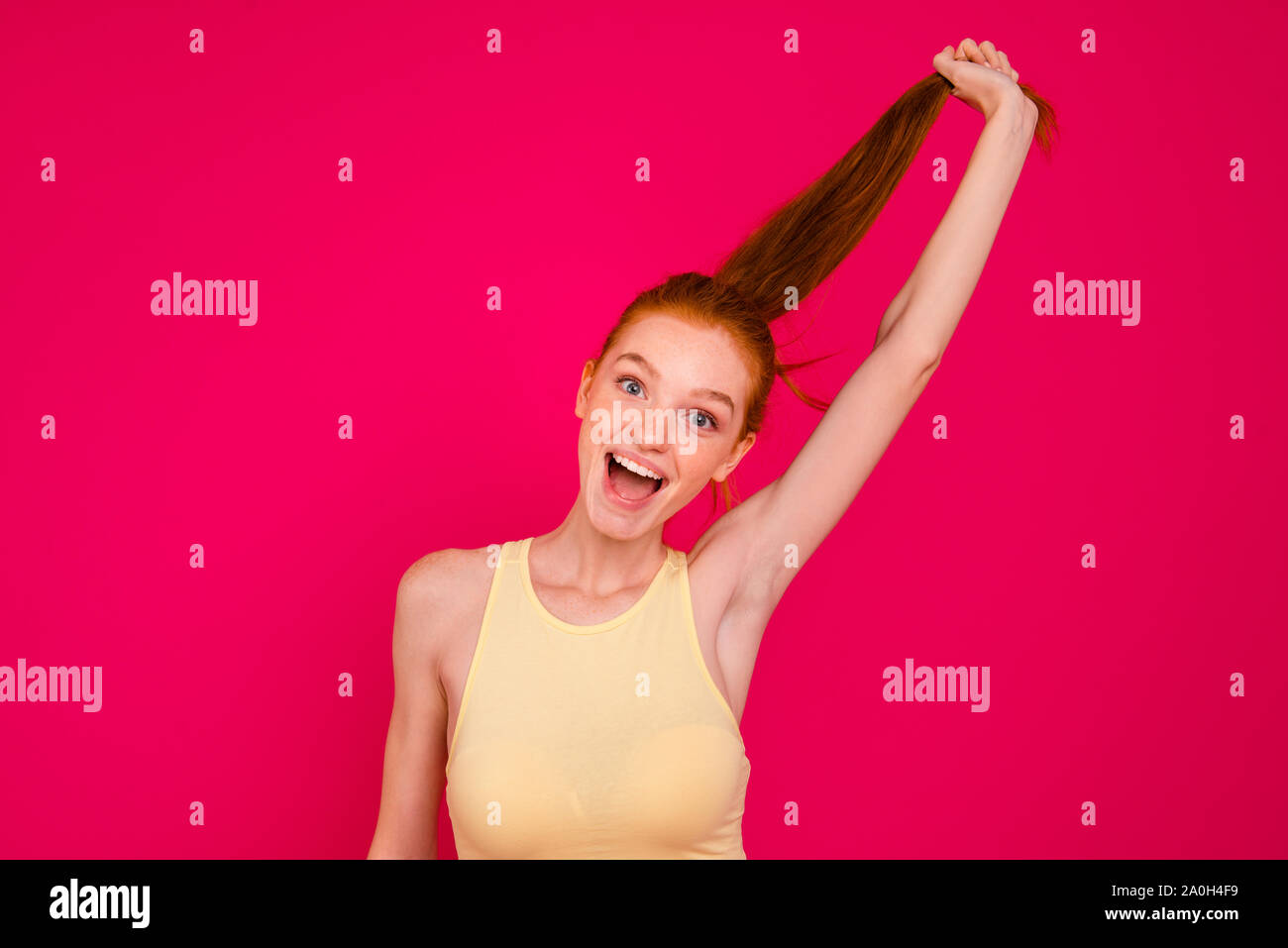 Portrait of nice cute lovely childish foolish attractive cheerful ...