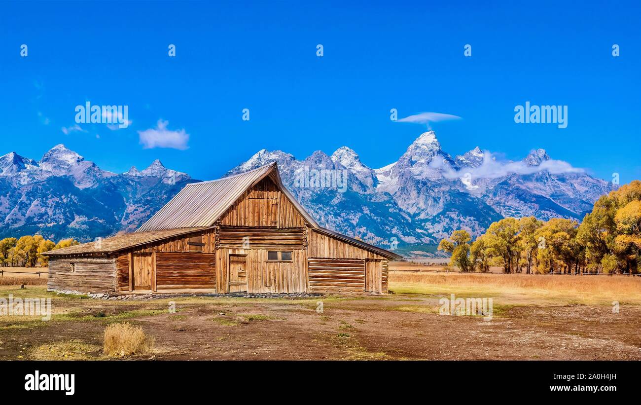View of the historic T.A. Moulton Barn, a landmark along a road known ...