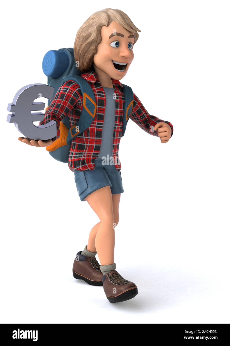 Fun backpacker cartoon guy Stock Photo - Alamy