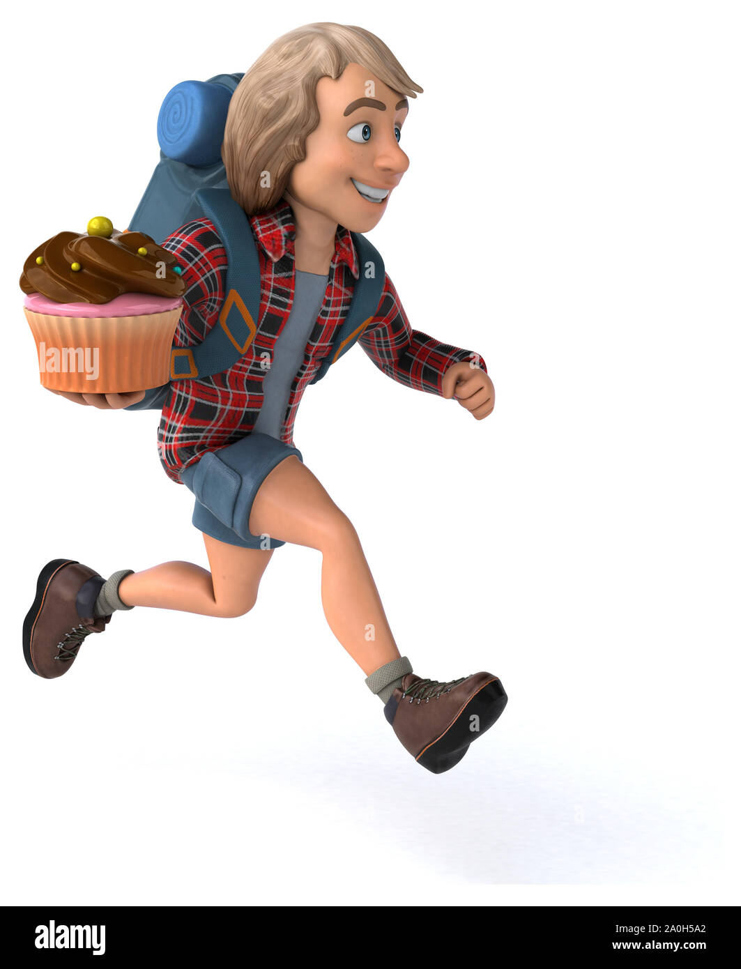 Fun backpacker cartoon guy Stock Photo - Alamy