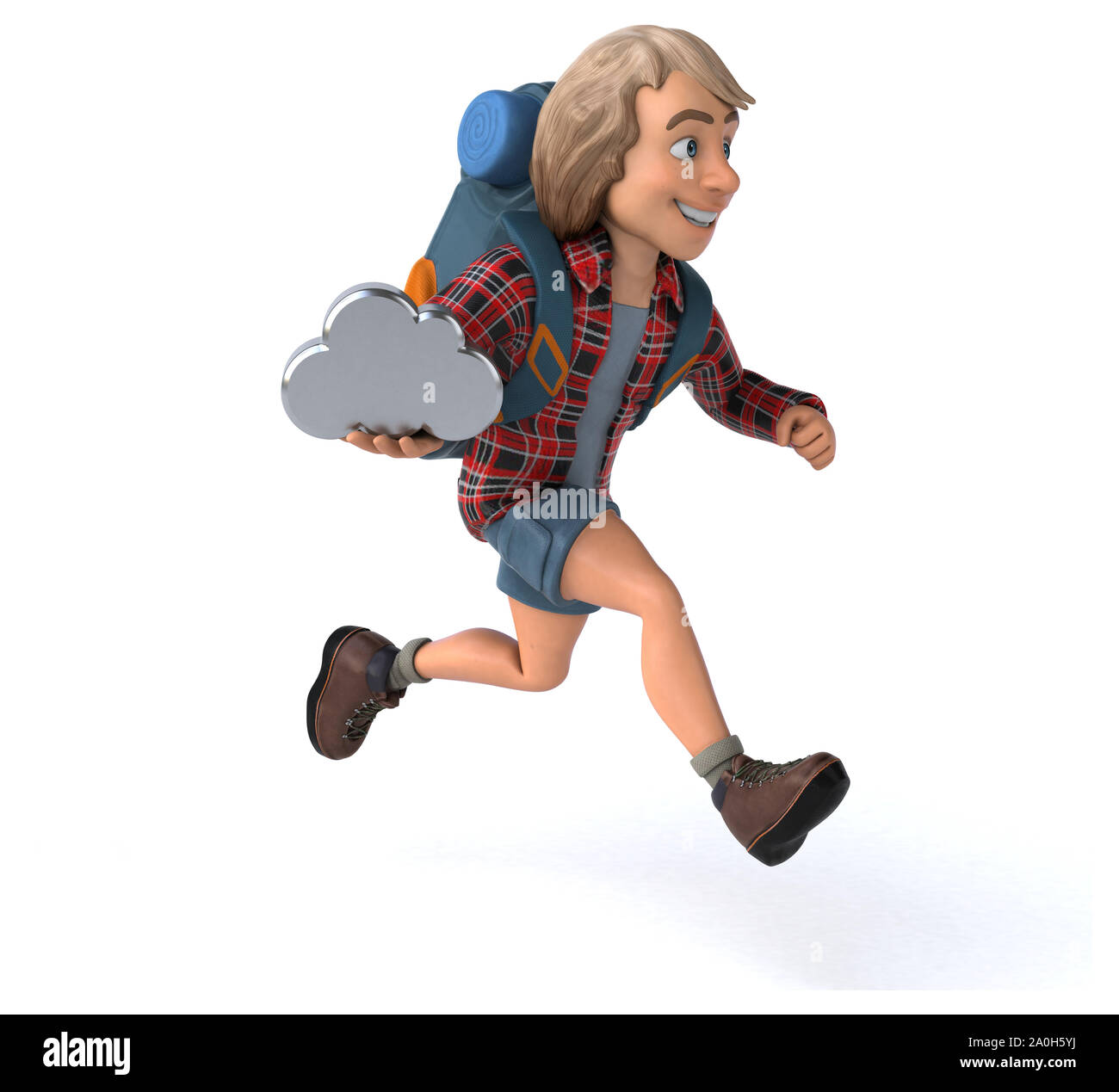 Fun backpacker cartoon guy Stock Photo - Alamy