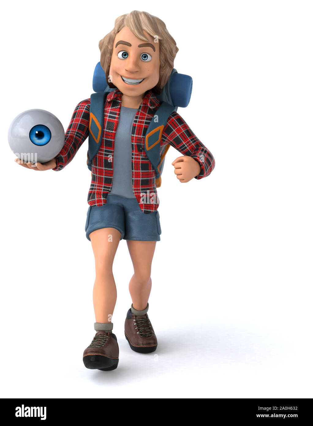 Fun backpacker cartoon guy Stock Photo - Alamy