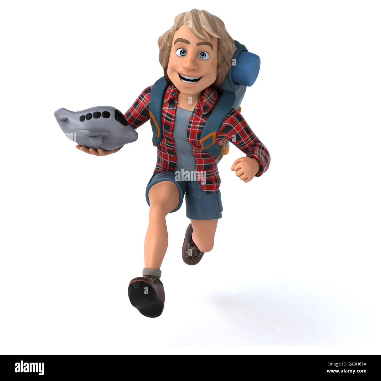 Fun backpacker cartoon guy Stock Photo - Alamy
