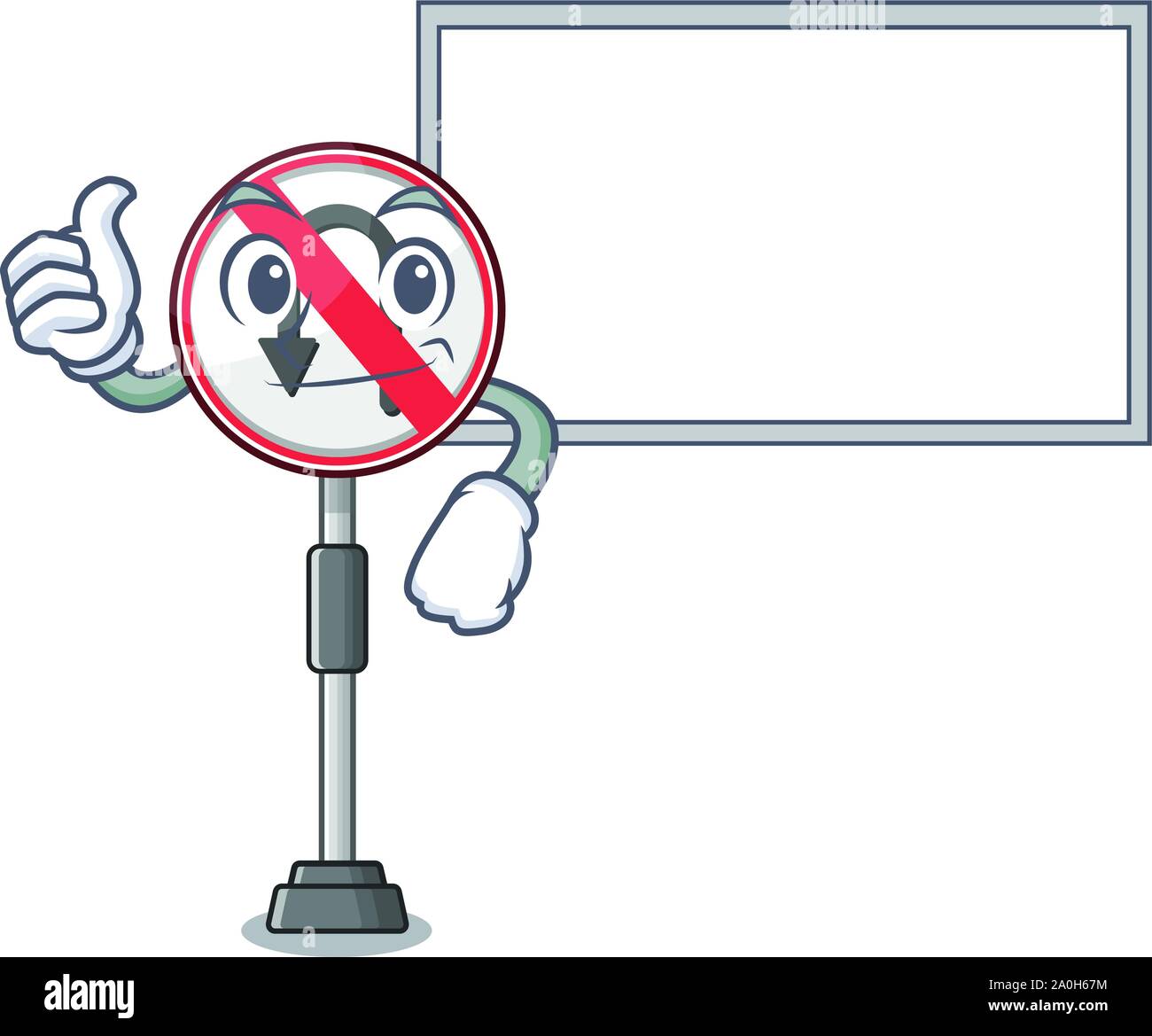 Thumbs up with board no u turn with a cartoon Stock Vector Image & Art ...