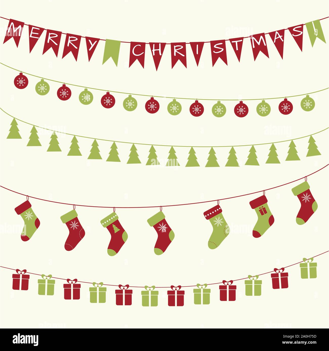 Green christmas tree garlands Stock Vector Images - Alamy