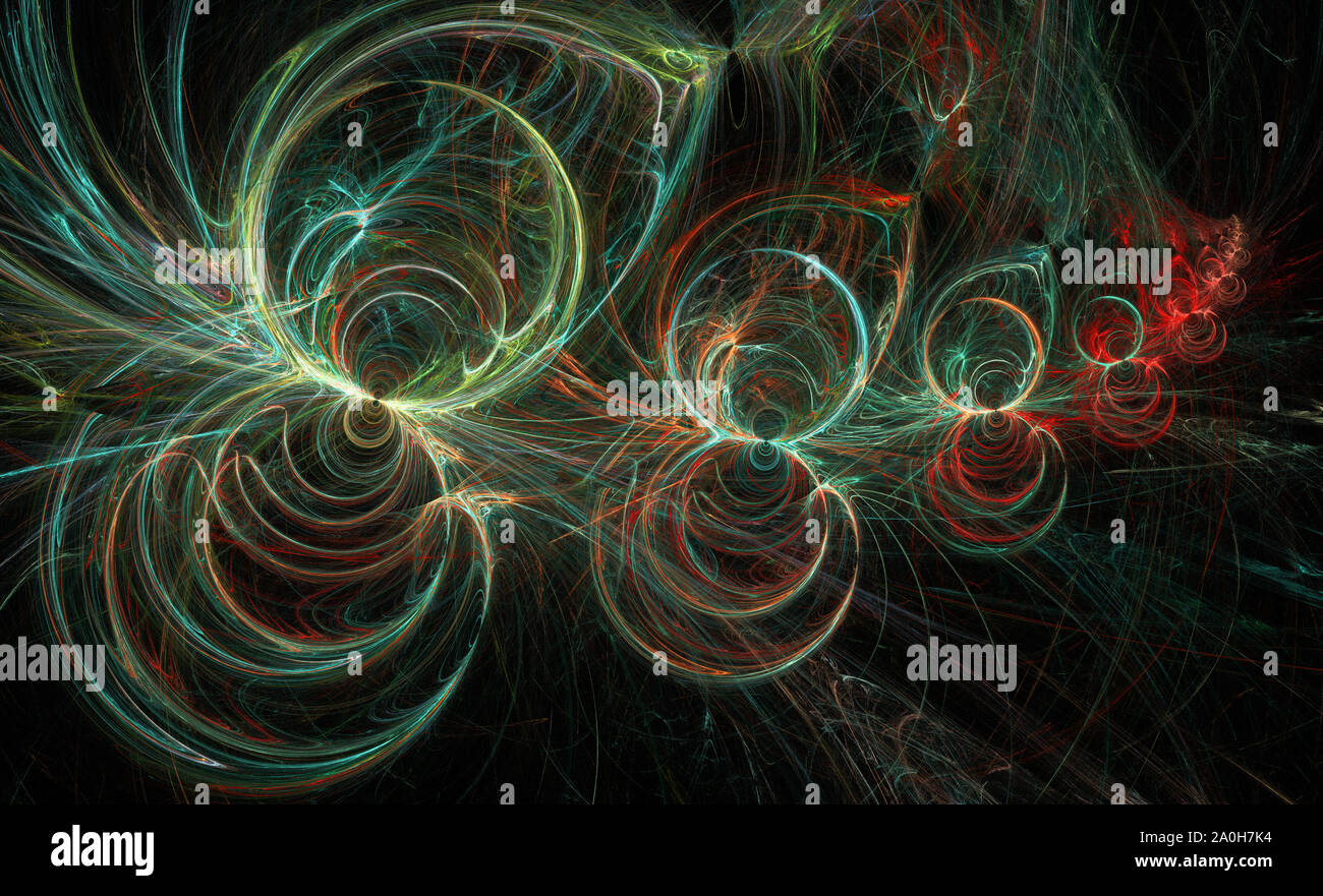 Fractal image: fancy abstract drawing, black background Stock Photo - Alamy