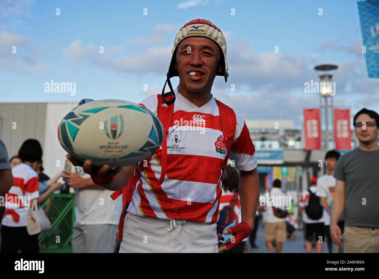 A Japan fan during the 2019 Rugby World Cup Pool A match at Tokyo ...