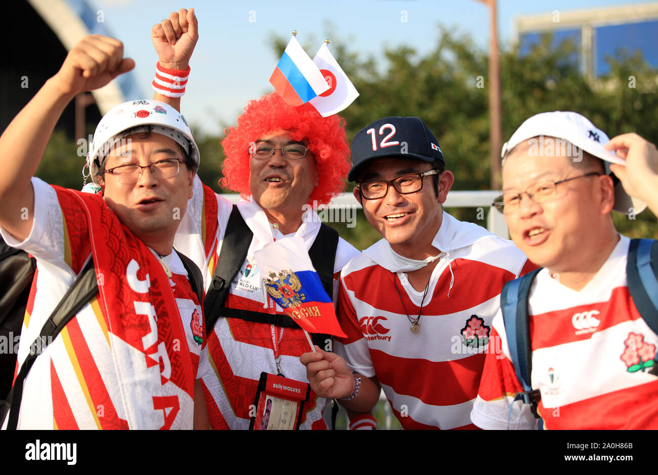 Japan fans during the 2019 Rugby World Cup Pool A match at Tokyo ...