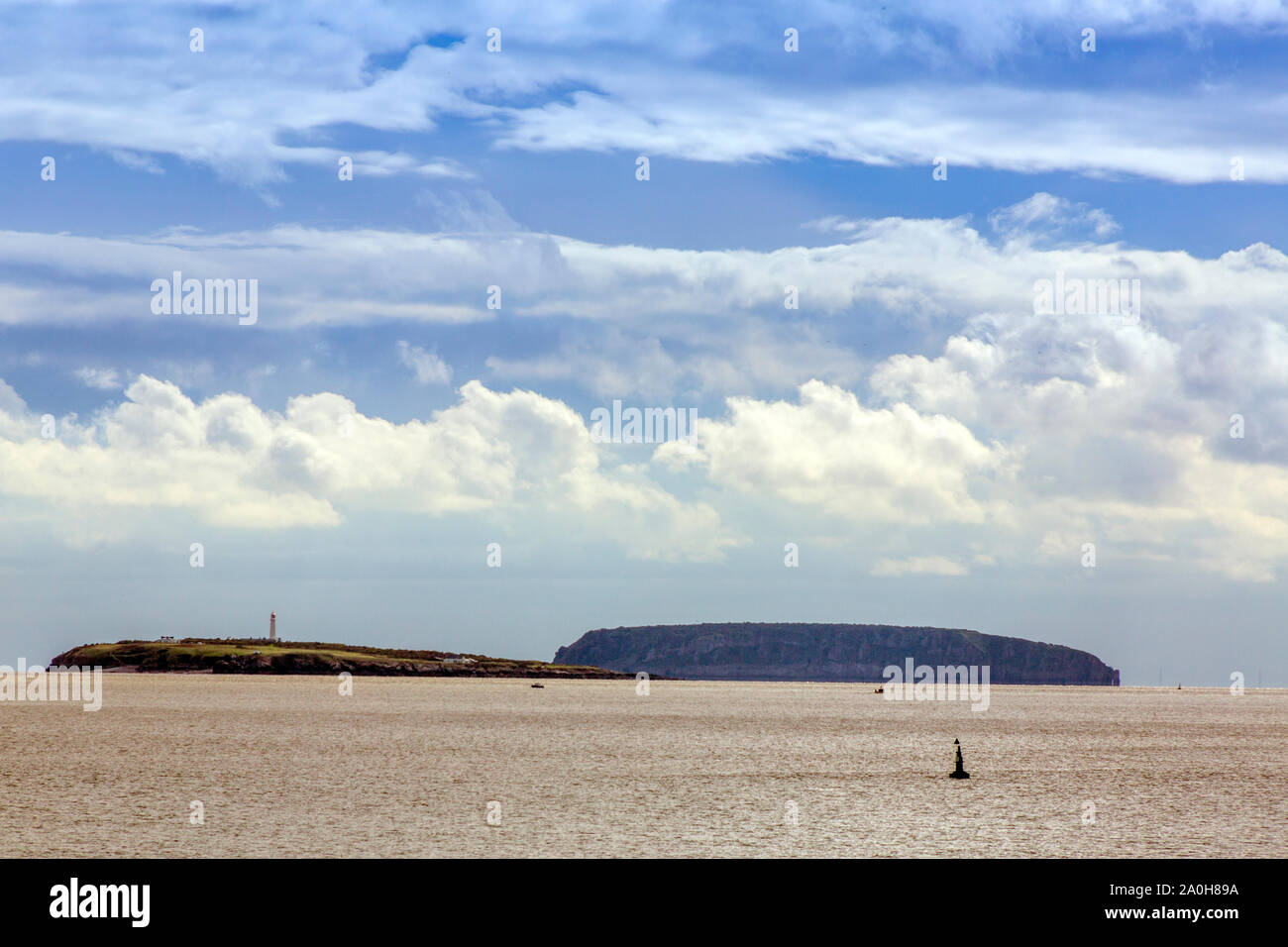 The two islands in the Bristol Channel; Flat Holm and Steep Holm viewed ...