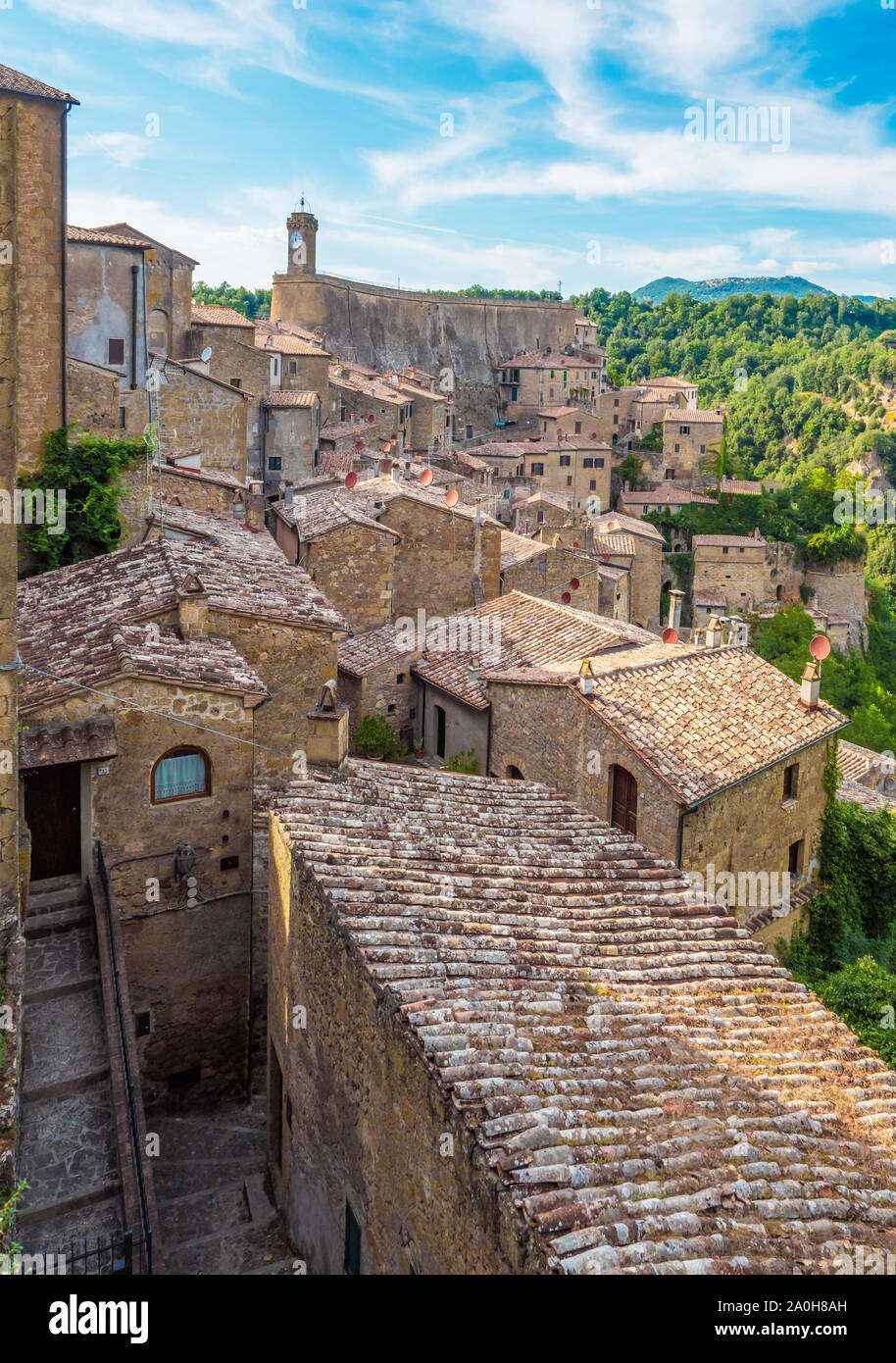 Sorano (Italy) - An ancient medieval hill town hanging from a tuff ...