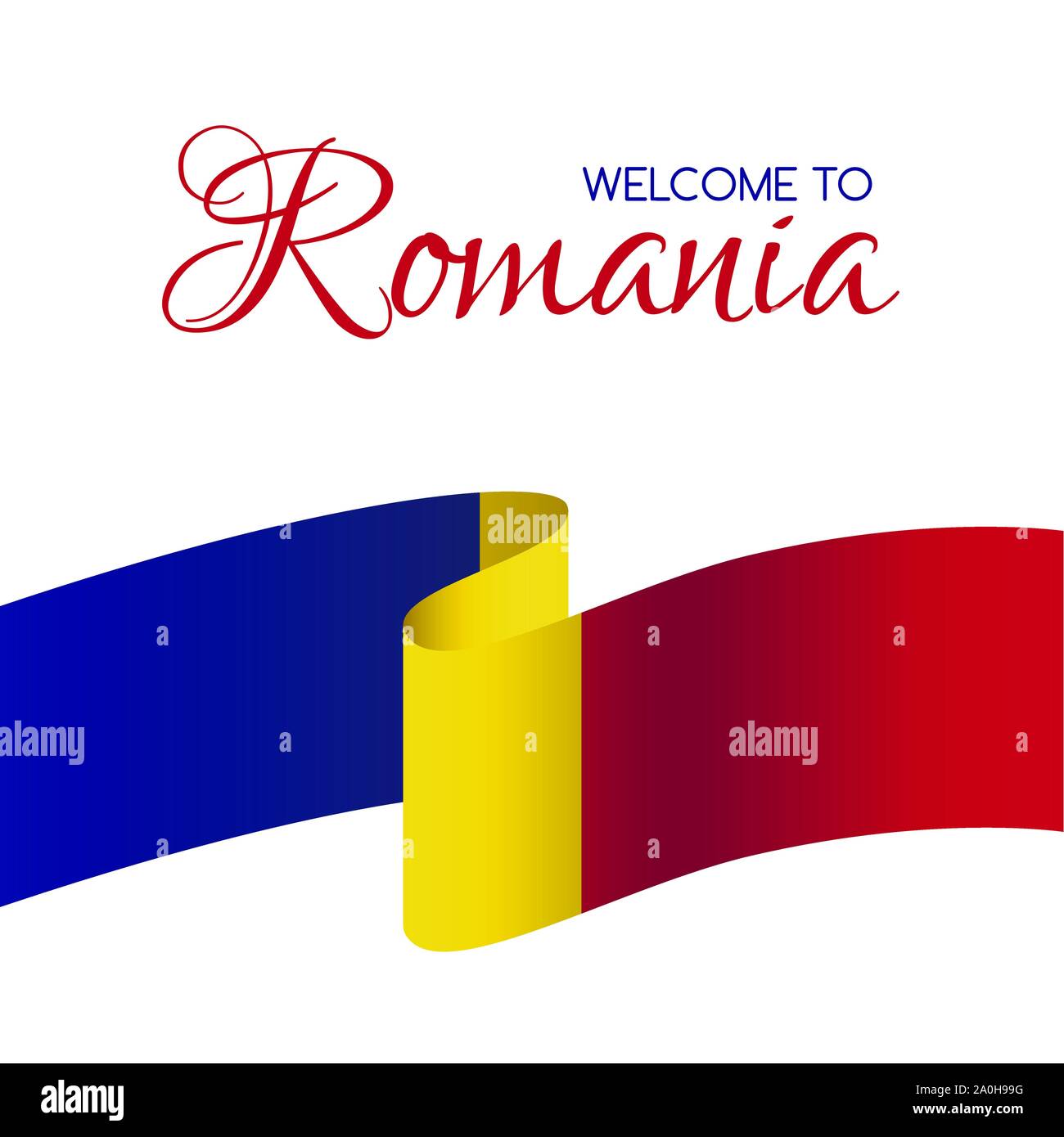 Welcome to Romania. Card with flag of Romania Stock Vector Image & Art ...