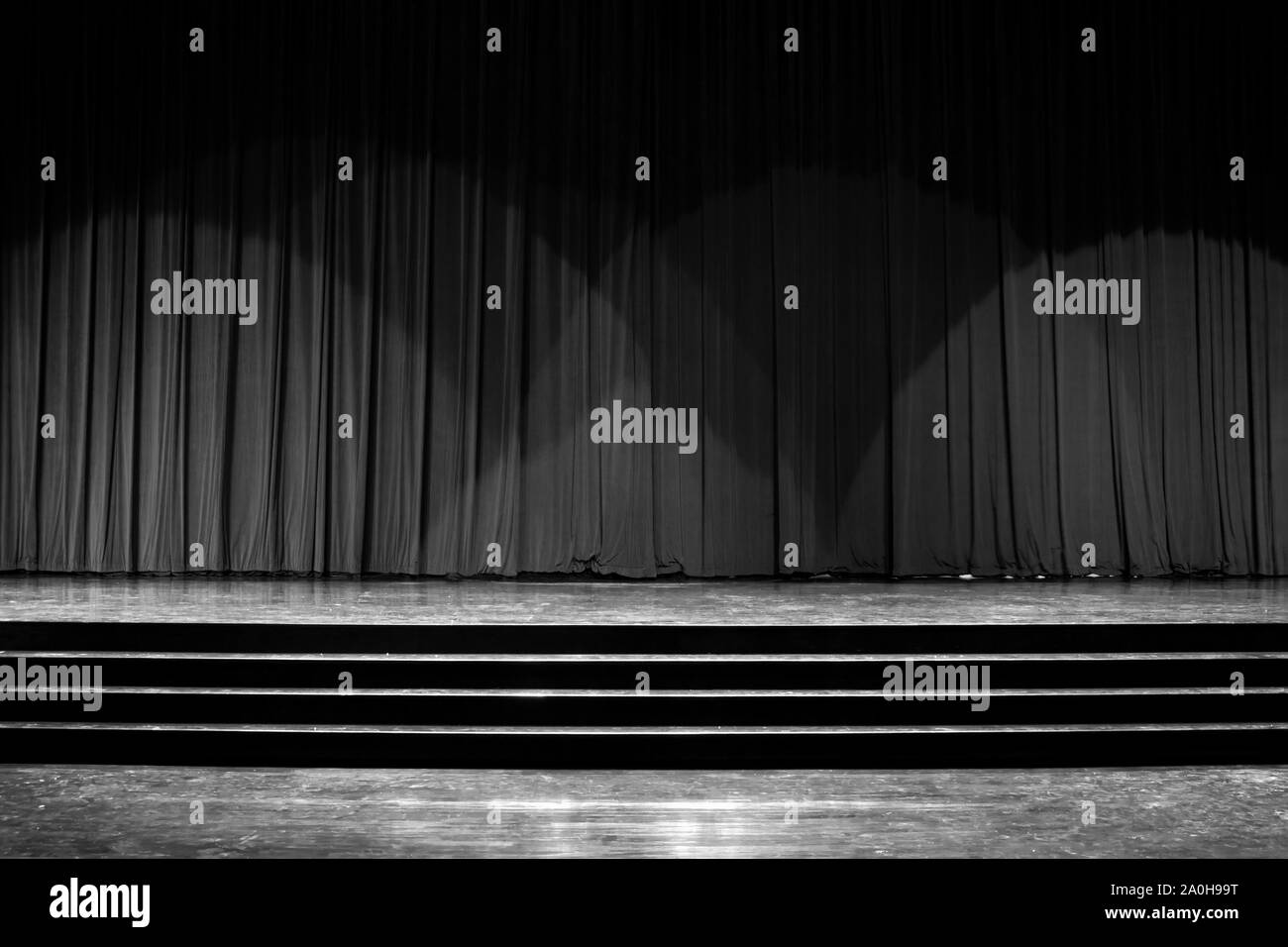 Stage wood with ladder and red curtains in a theater Stock Photo - Alamy