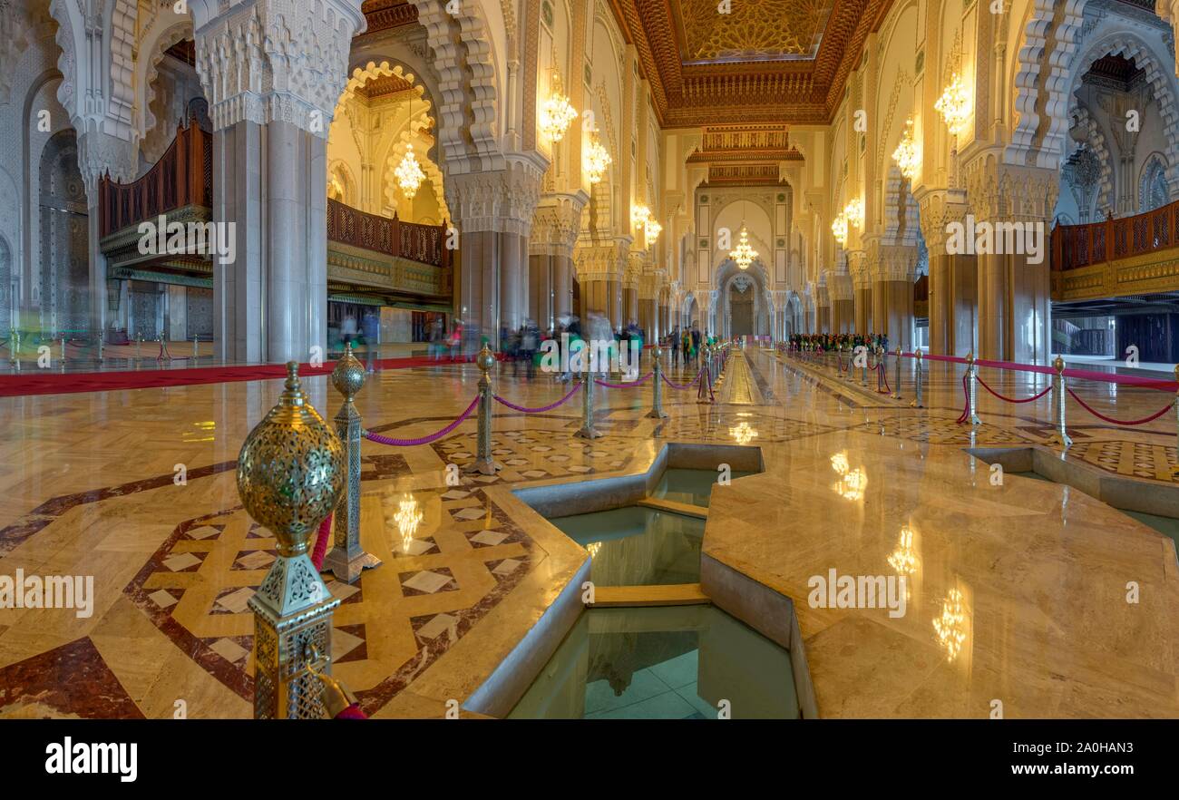 Mosque Hassan II, Interior, Panorama, Casablanca, Morocco Stock Photo ...