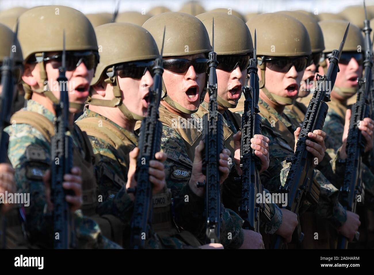 Soldiers in military parade santiago hi-res stock photography and ...