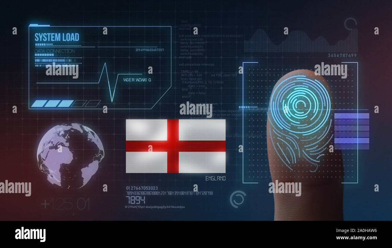 Finger Print Biometric Scanning Identification System. England ...