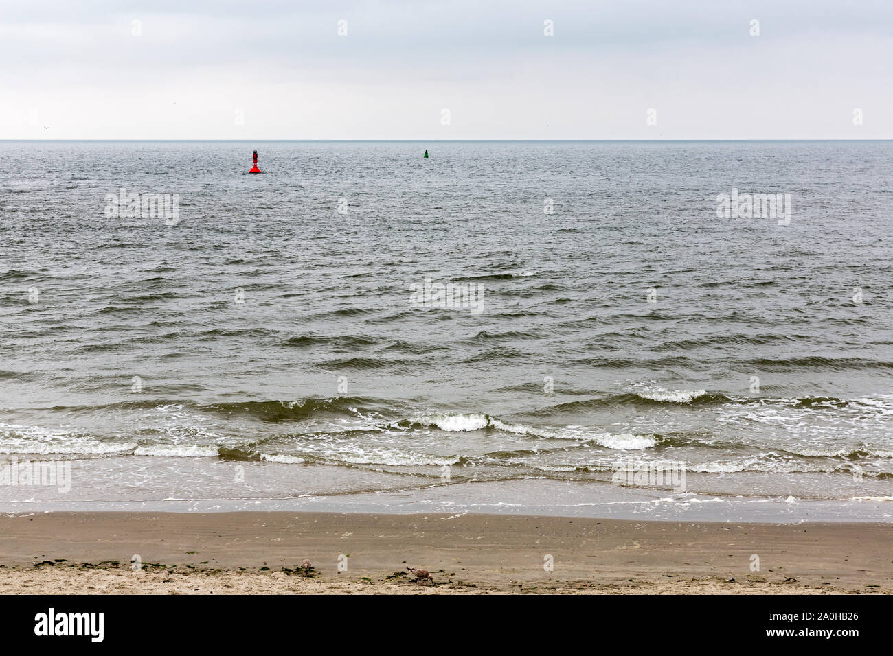 Norderney; Weststrand, Strand, Meer, Wellen, Wolken, Horizont Stock ...