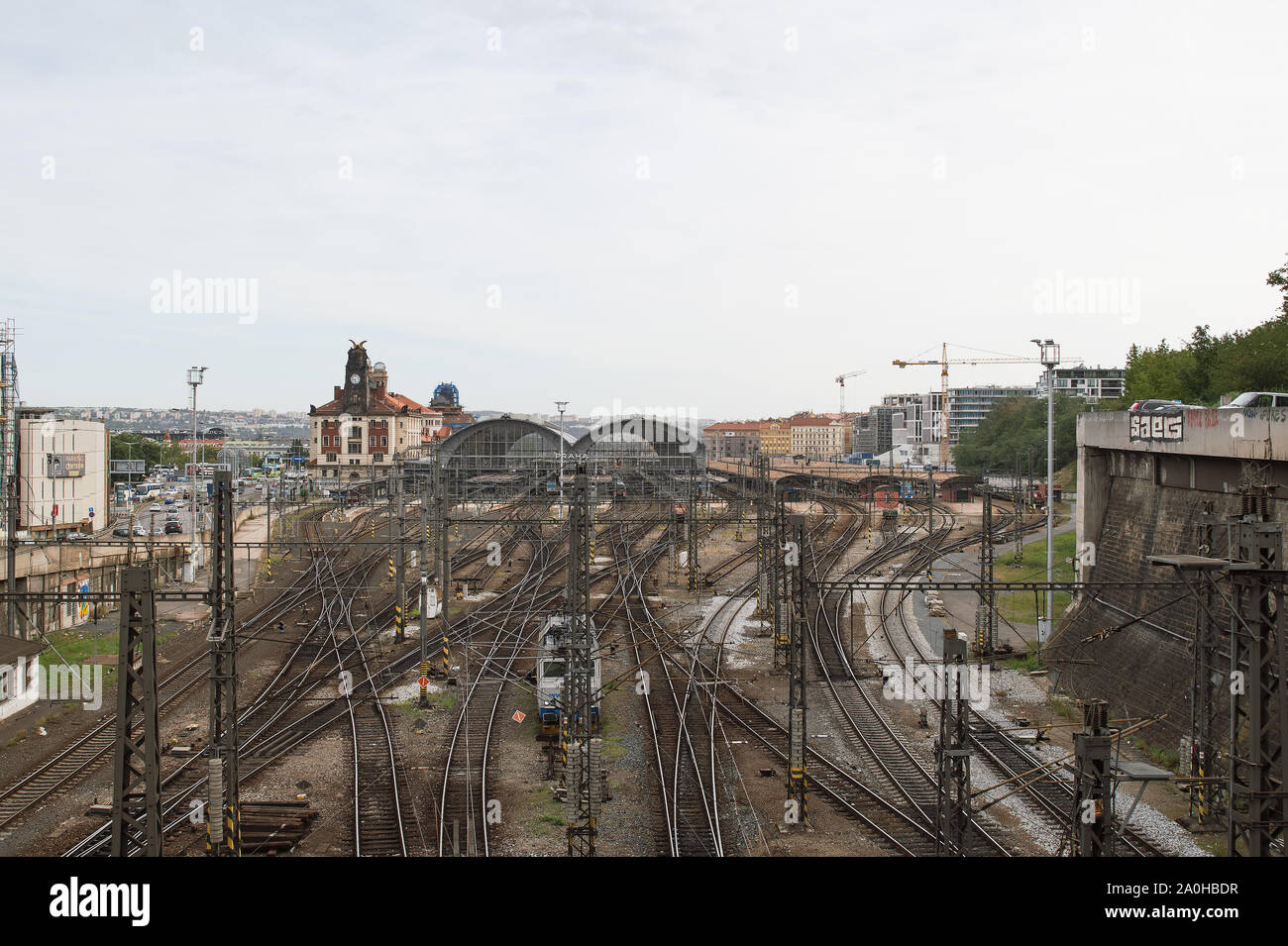 Prague, Czech Republic - 6 September 2019: Tracks of the Prague train ...
