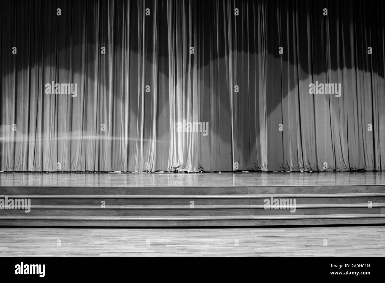 Motion on the stage wood with ladder and curtains in a theater Stock ...