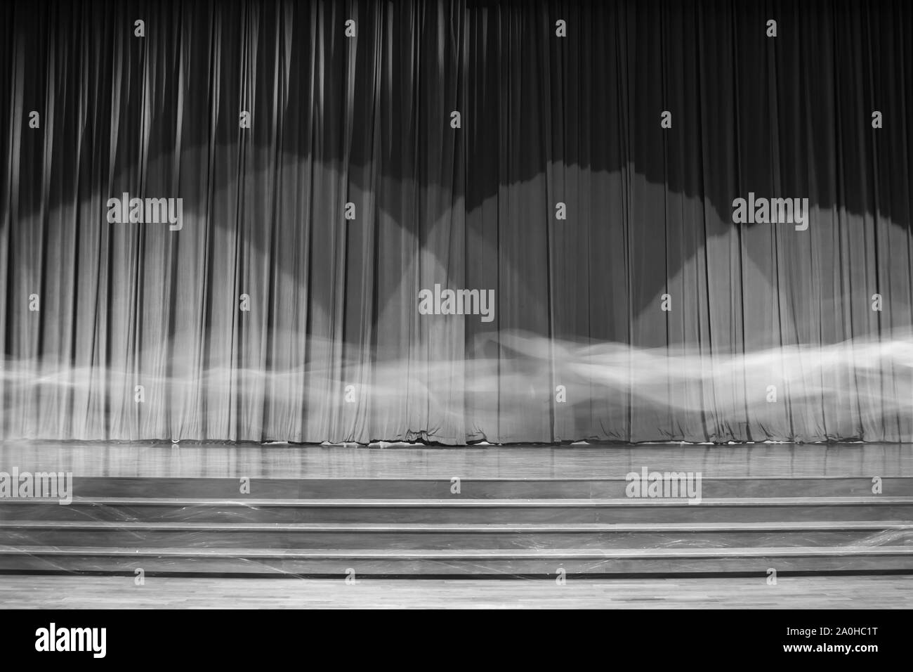 Motion on the stage wood with ladder and curtains in a theater Stock ...