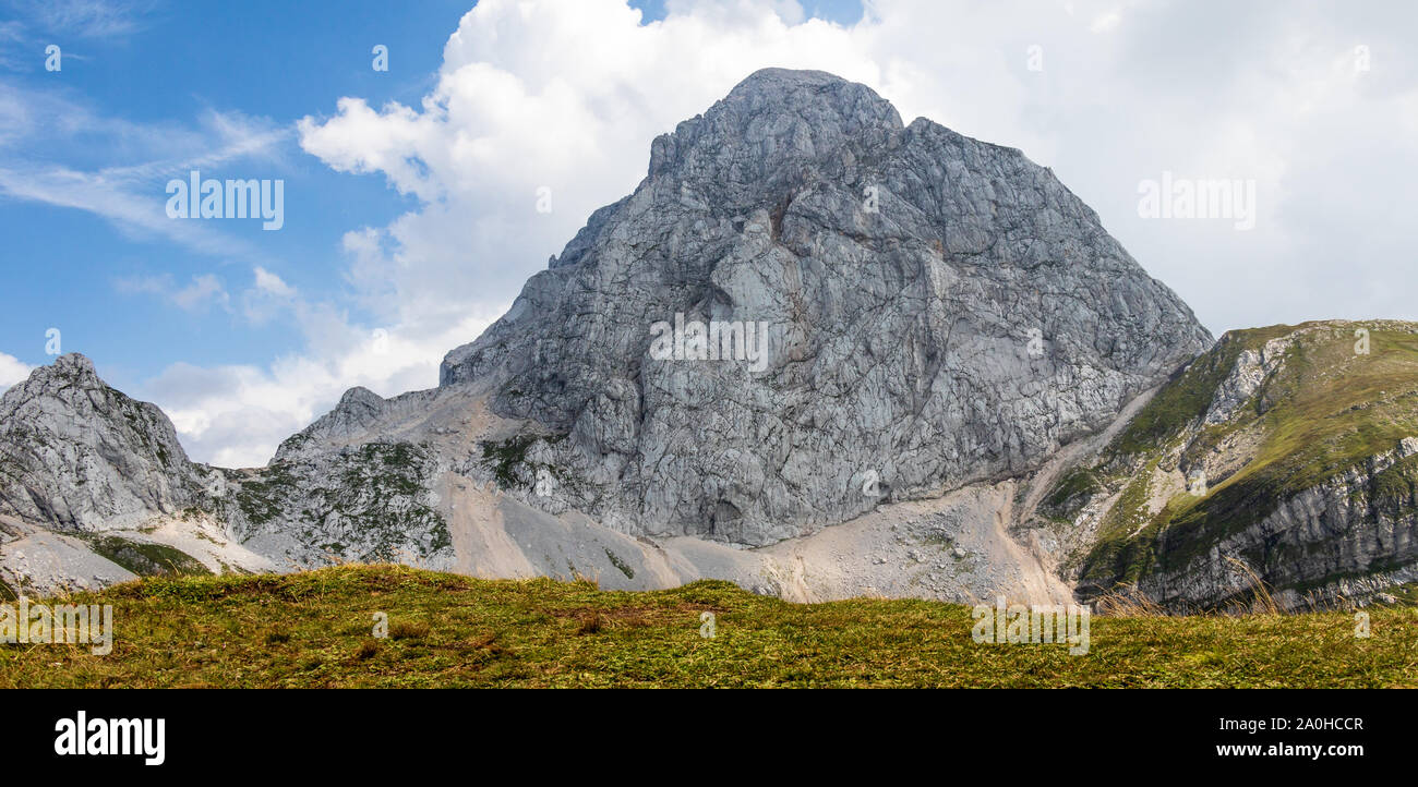 Western Wall Panorama of Mount Mangart (2677m) in the Julian Alps ...