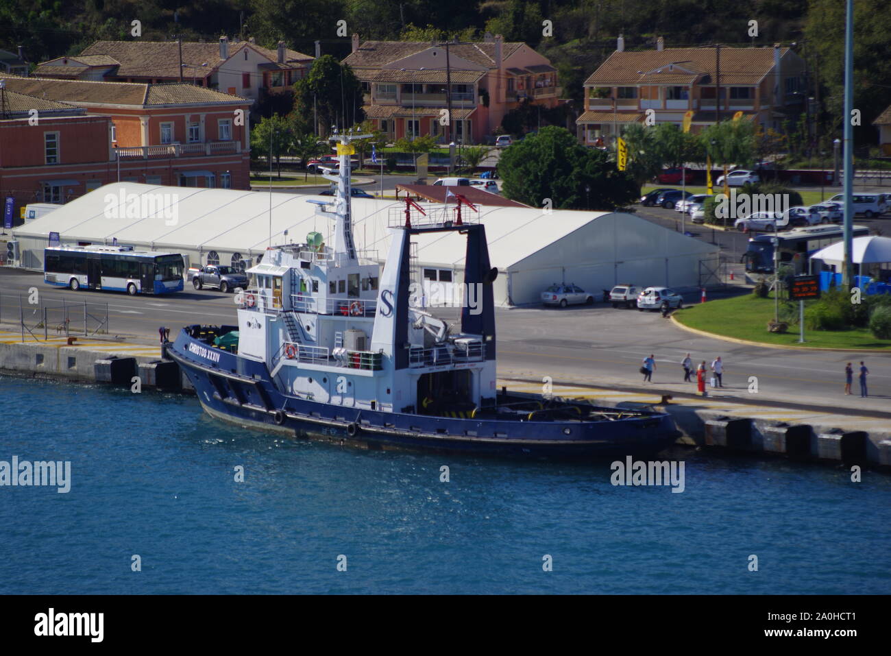 Tug Christos XXlV Corfu dock / cruise terminal, Greece Stock Photo - Alamy