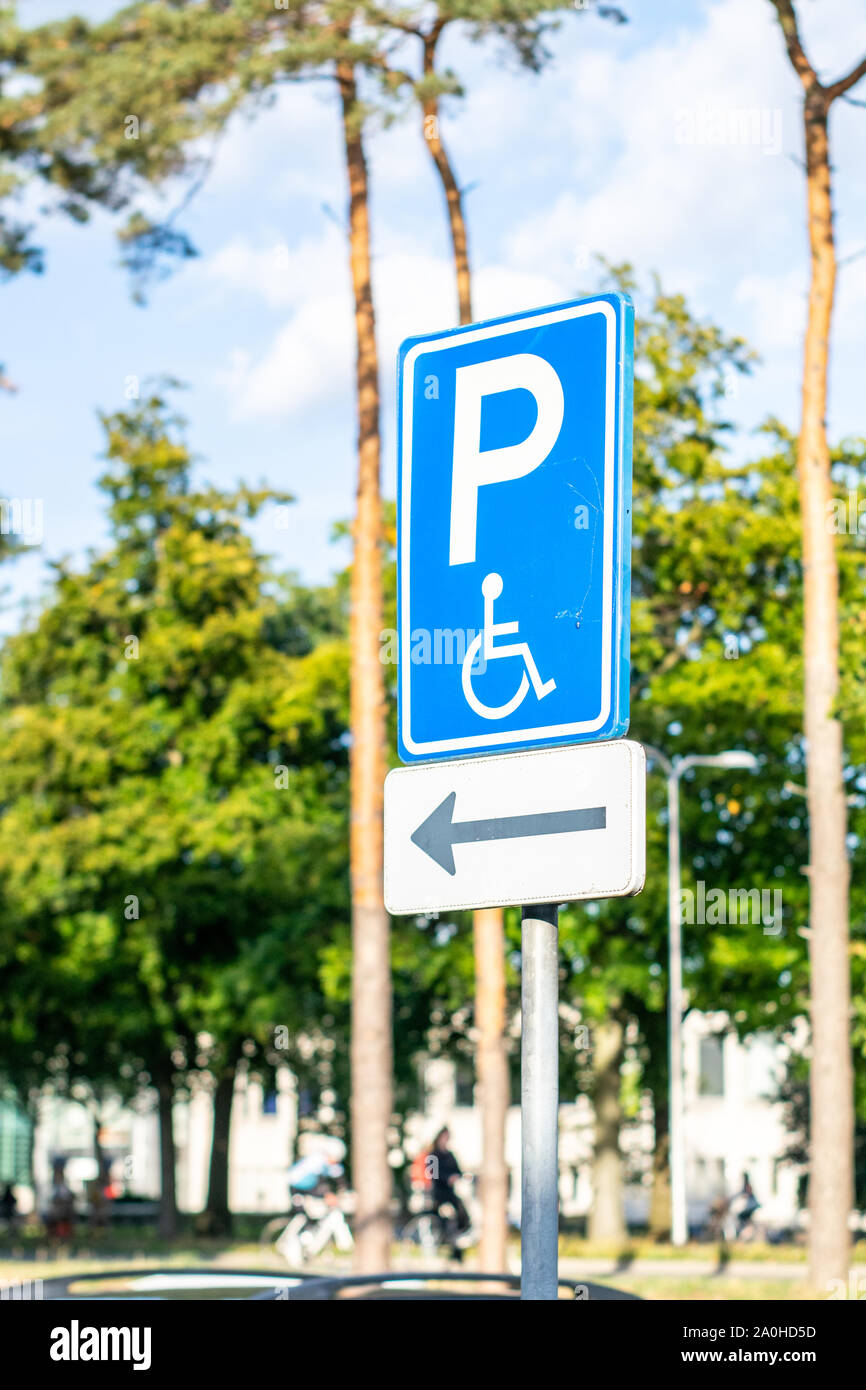 Dutch road sign: disabled parking space Stock Photo - Alamy