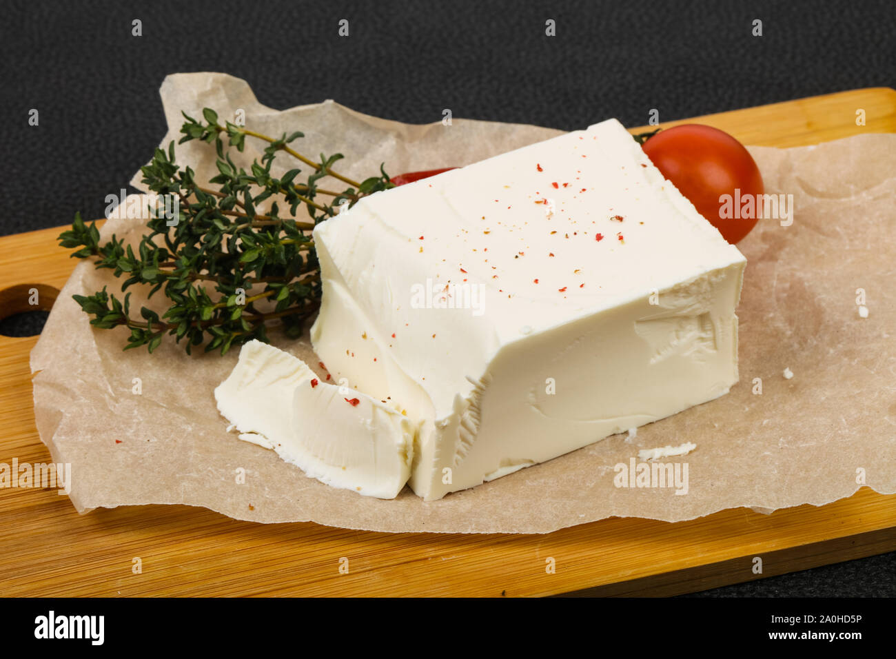 Traditional Feta Cheese served thyme Stock Photo - Alamy