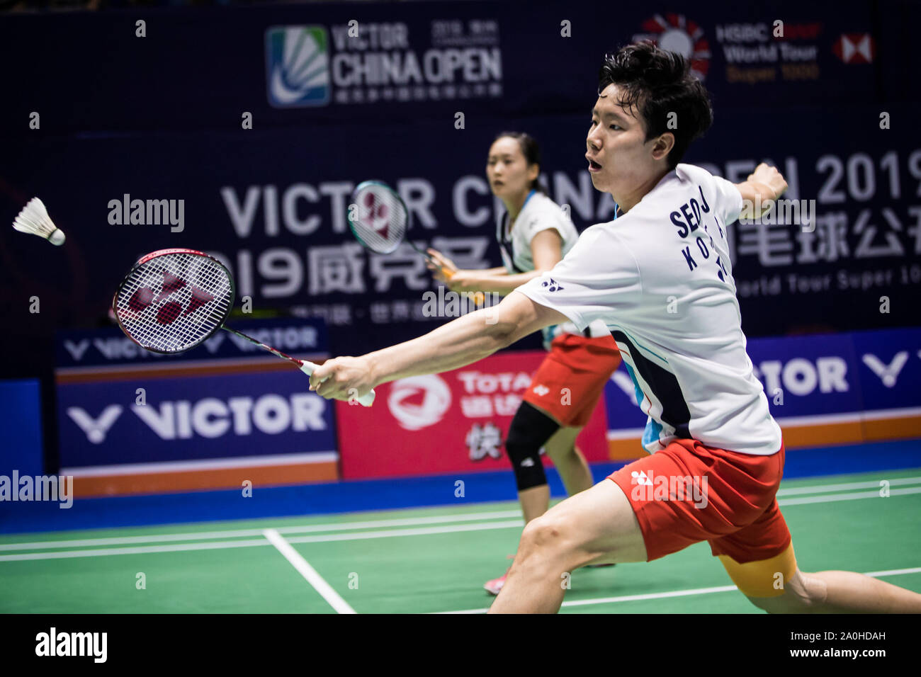 South Korean professional badminton players Seo Seung-jae and Chae Yoo ...