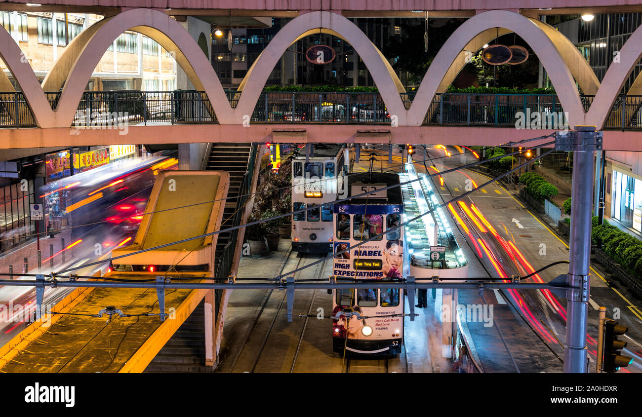 The famous Circular Pedestrian Bridge In Causeway Bay, Hong Kong, China ...