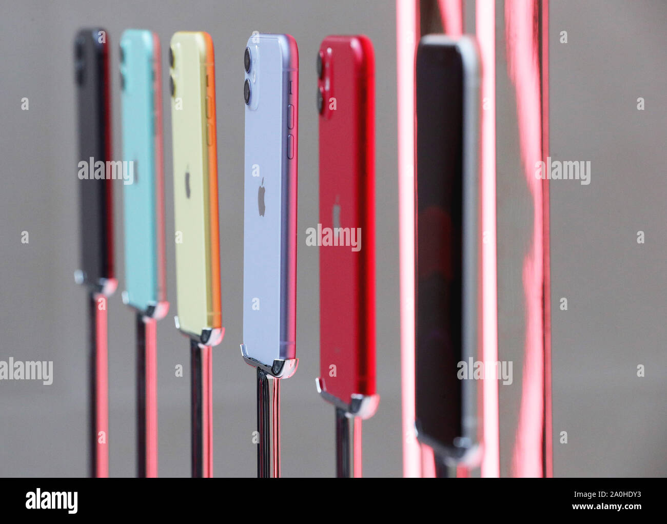 iPhone 11 handsets on display for the Apple iPhone 11 launch at the ...