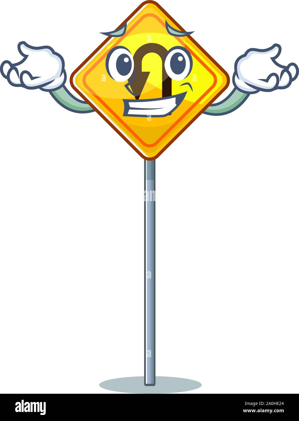 Grinning u turn sign shaped the cartoon Stock Vector Image & Art - Alamy