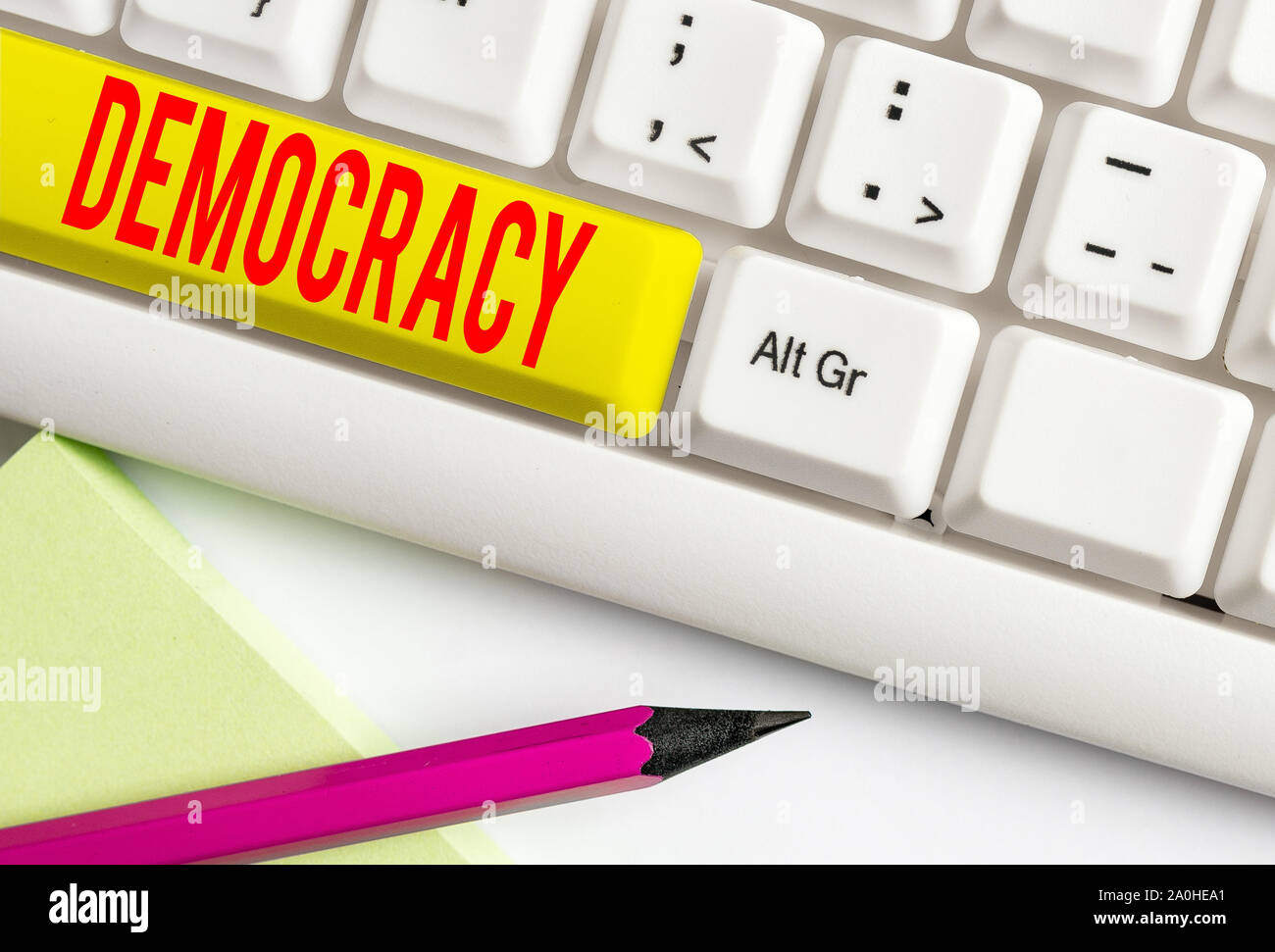 Handwriting text writing Democracy. Conceptual photo freedom of the ...