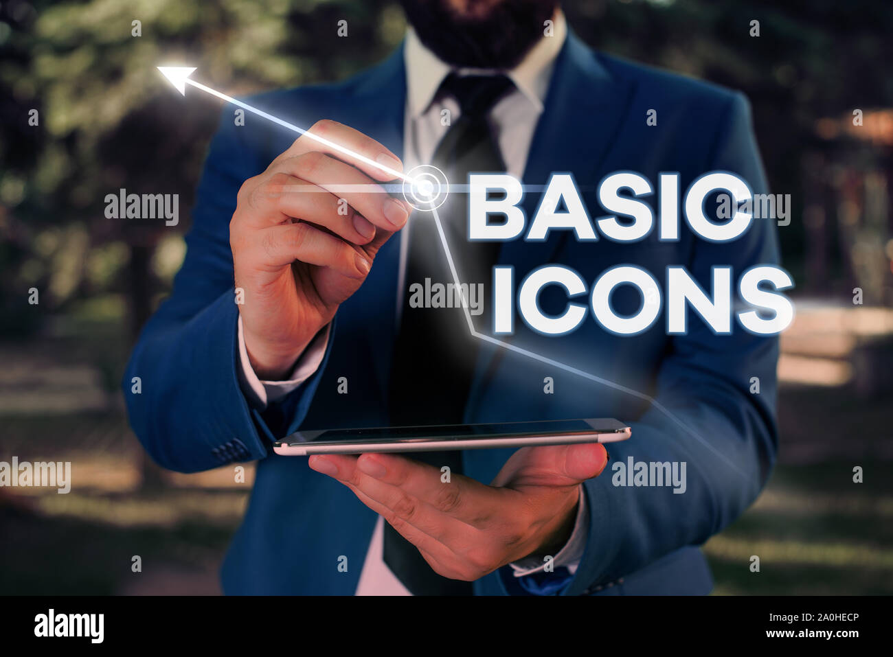Writing note showing Basic Icons. Business concept for pictogram or ...
